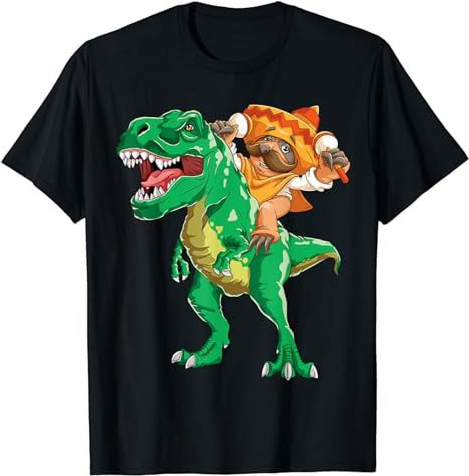 Mexican Sloth Dino Cinco De Mayo T-rex Kids Toddler Boys T-Shirt ...