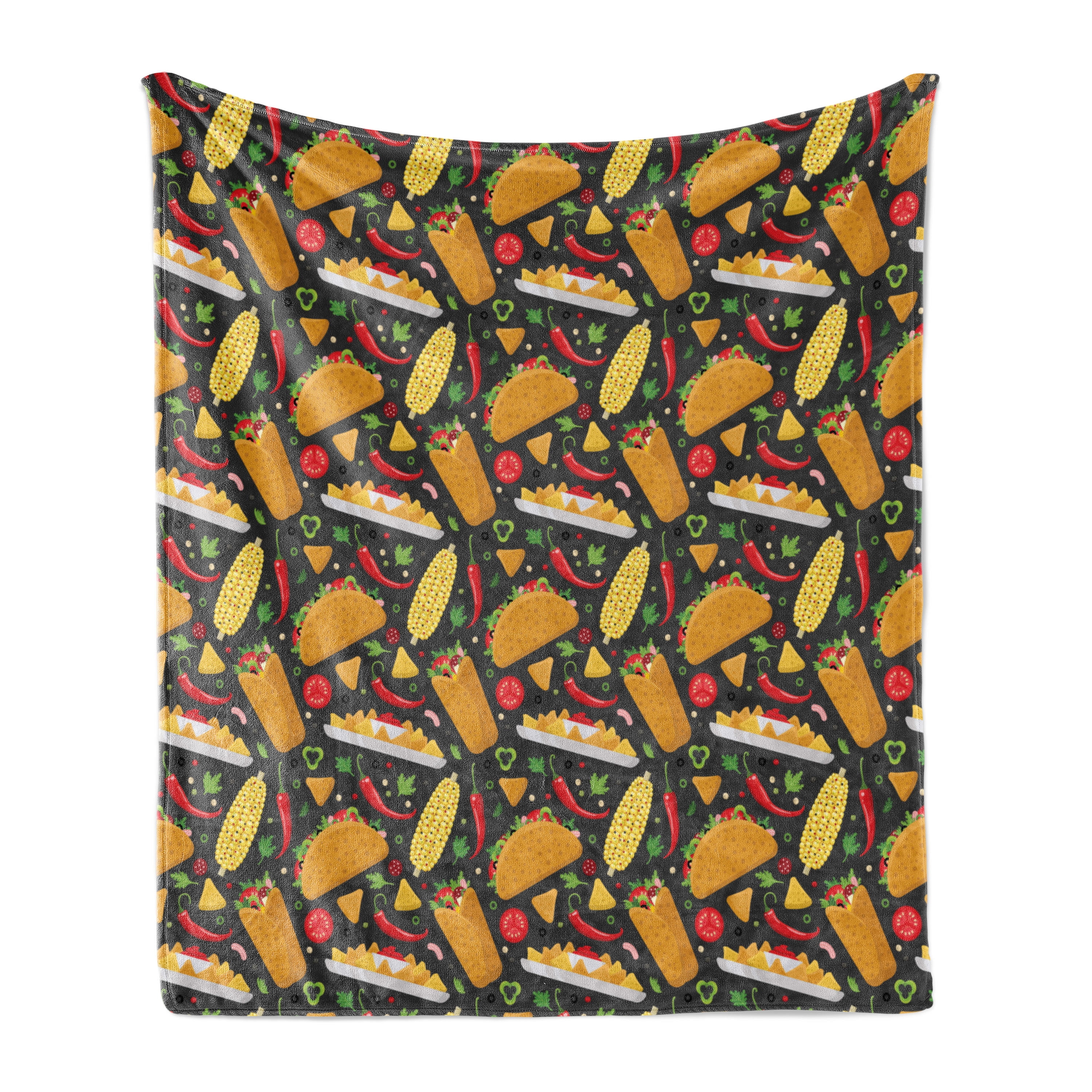 Mexican Soft Flannel Fleece Blanket, Latin Dish with Tortilla Tacos ...