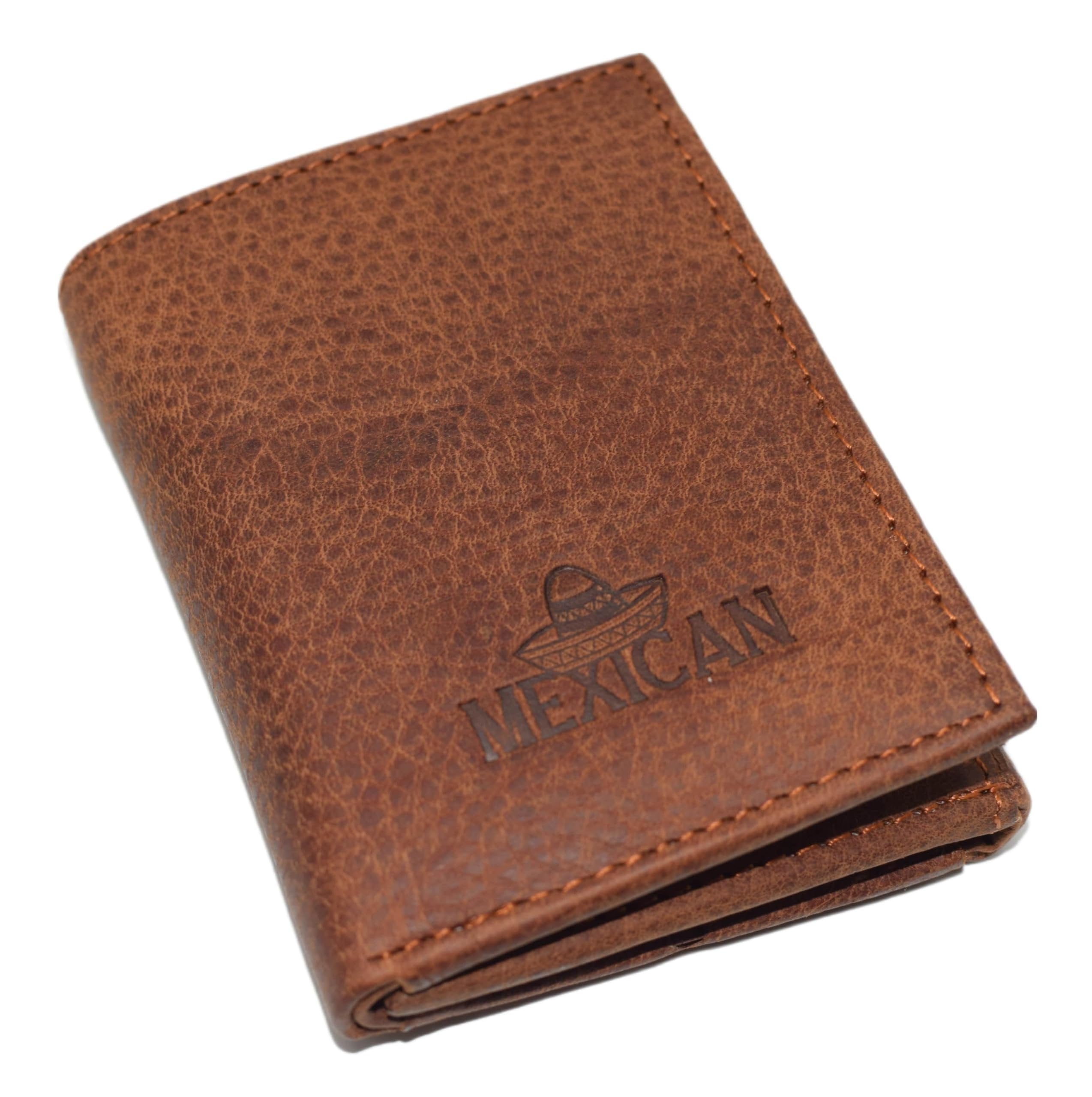 Mexican Sombrero Men's RFID Blocking Genuine Leather Bifold Trifold ...