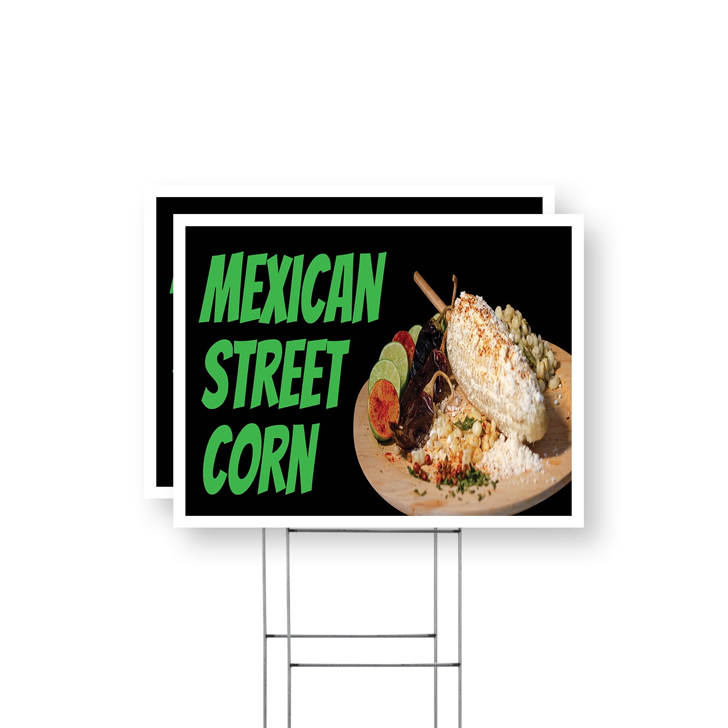 Mexican Street Corn Yard Sign 2 Pack of 12 Inch x 16 Inch Double Sided ...