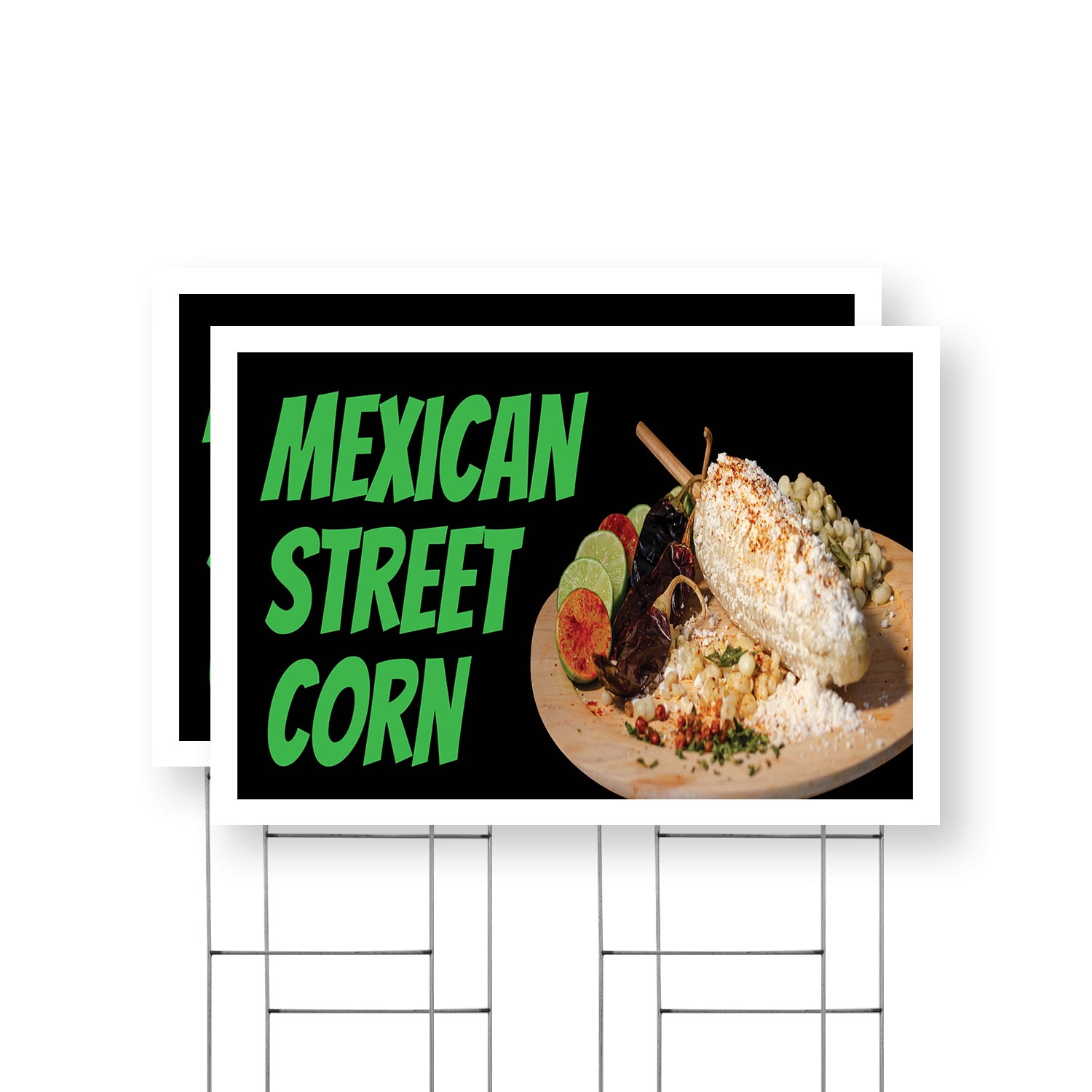 Mexican Street Corn Yard Sign 2 Pack of 24 Inch x 36 Inch Single Sided ...