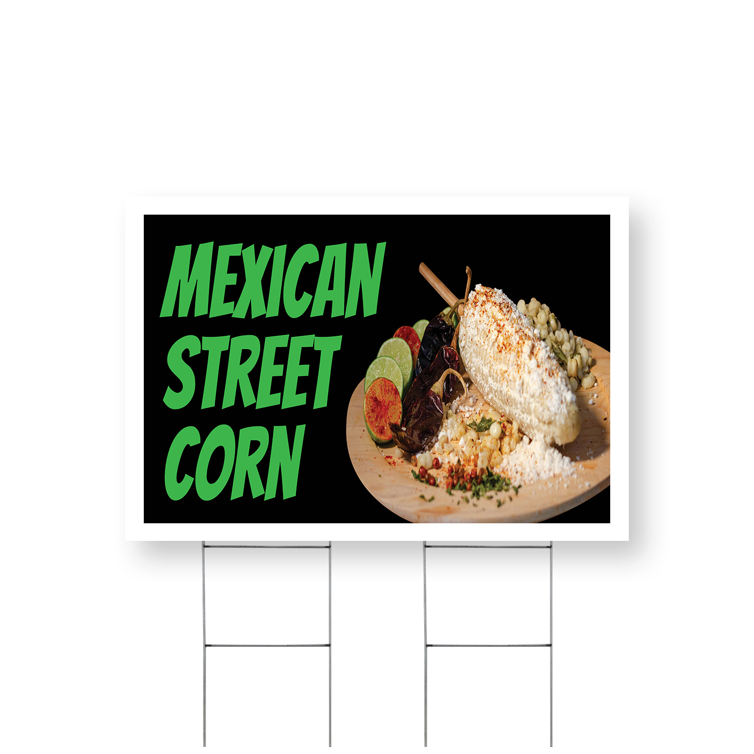 Mexican Street Corn Yard Sign 24 Inch x 36 Inch Single Sided Weatherproof Heavy-Duty Plastic ...