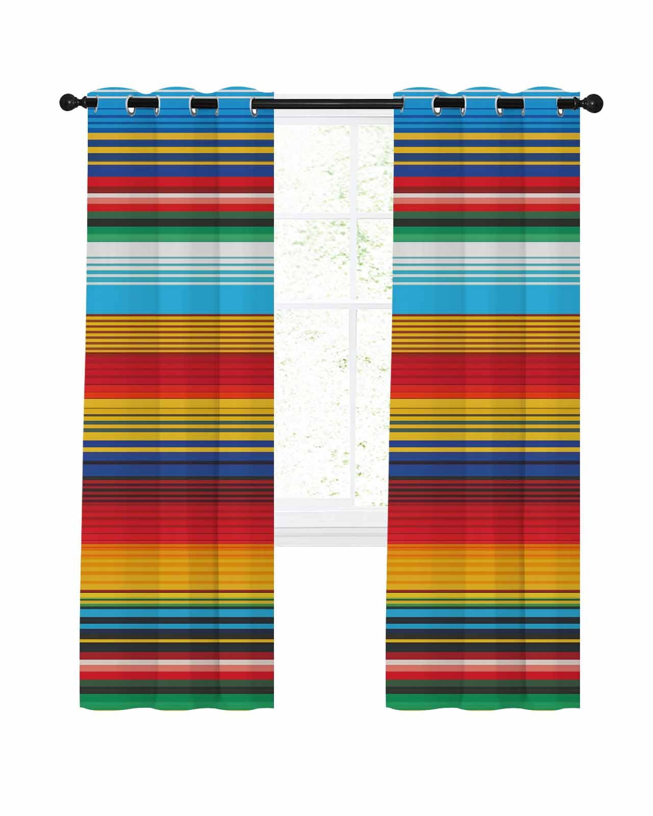 Mexican Stripes Blackout Curtains, Light Blocking Print Window Curtains ...