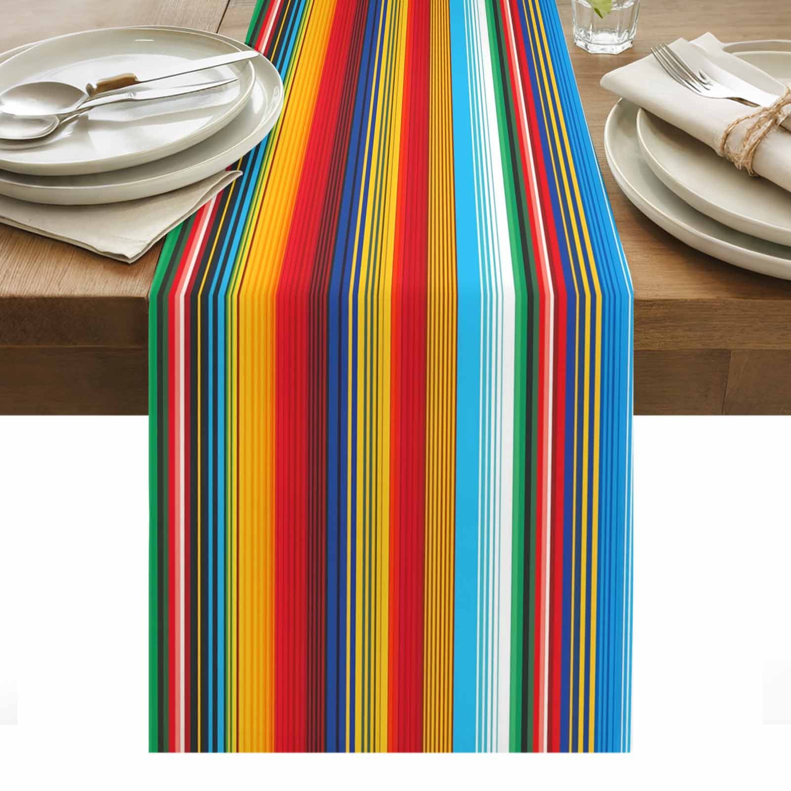 Mexican Stripes Table Runner - 120 Inch Long, Kitchen Dining Table ...