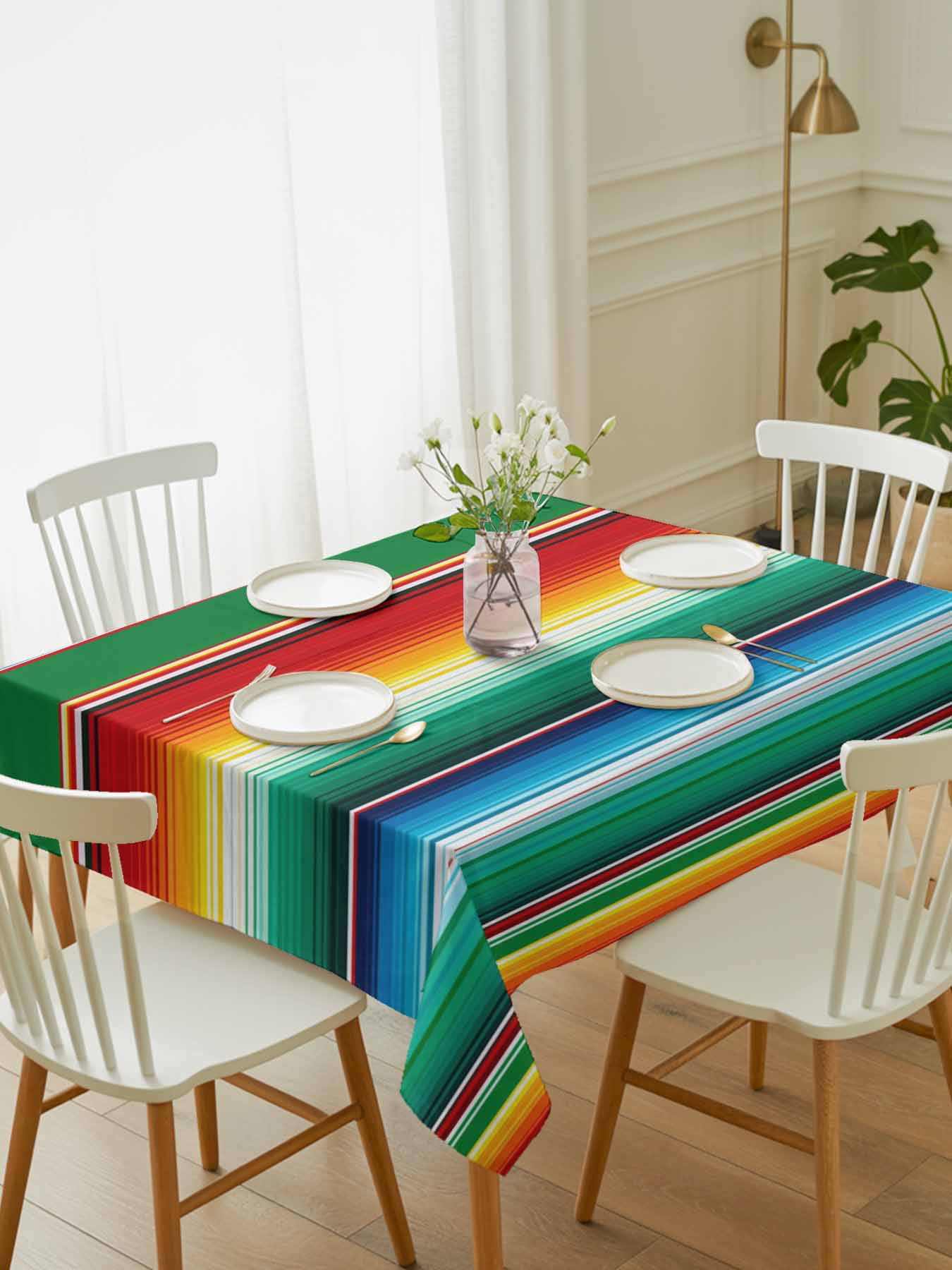 Mexican Stripes Tablecloth Rectangle Table Cloth 52x70, Waterproof ...