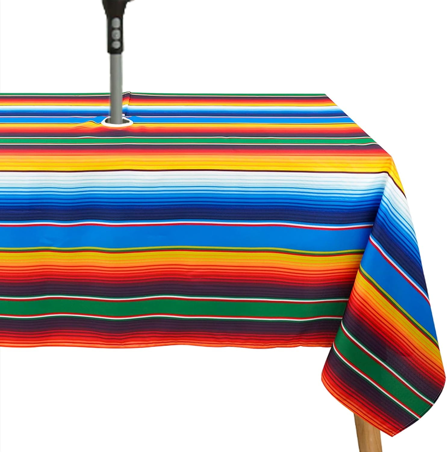 Mexican Strips Tropical Leaves Outdoor Tablecloth with Umbrella Hole ...