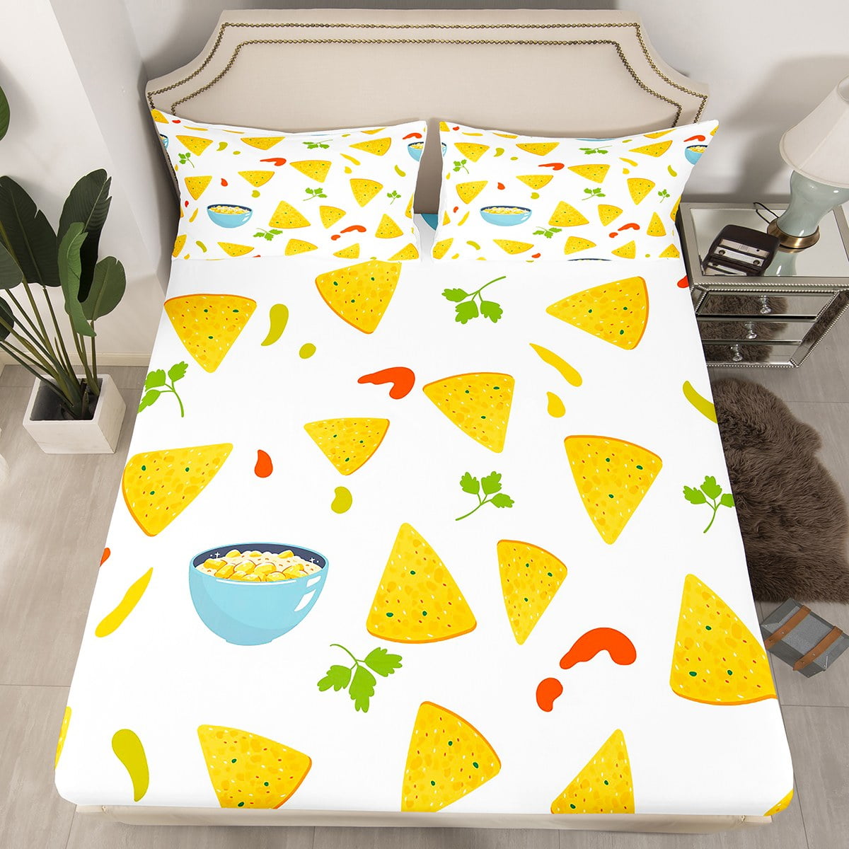 Mexican Style Bed Set Latin Food Tacos Corns Rice Fitted Sheet, Cinco ...