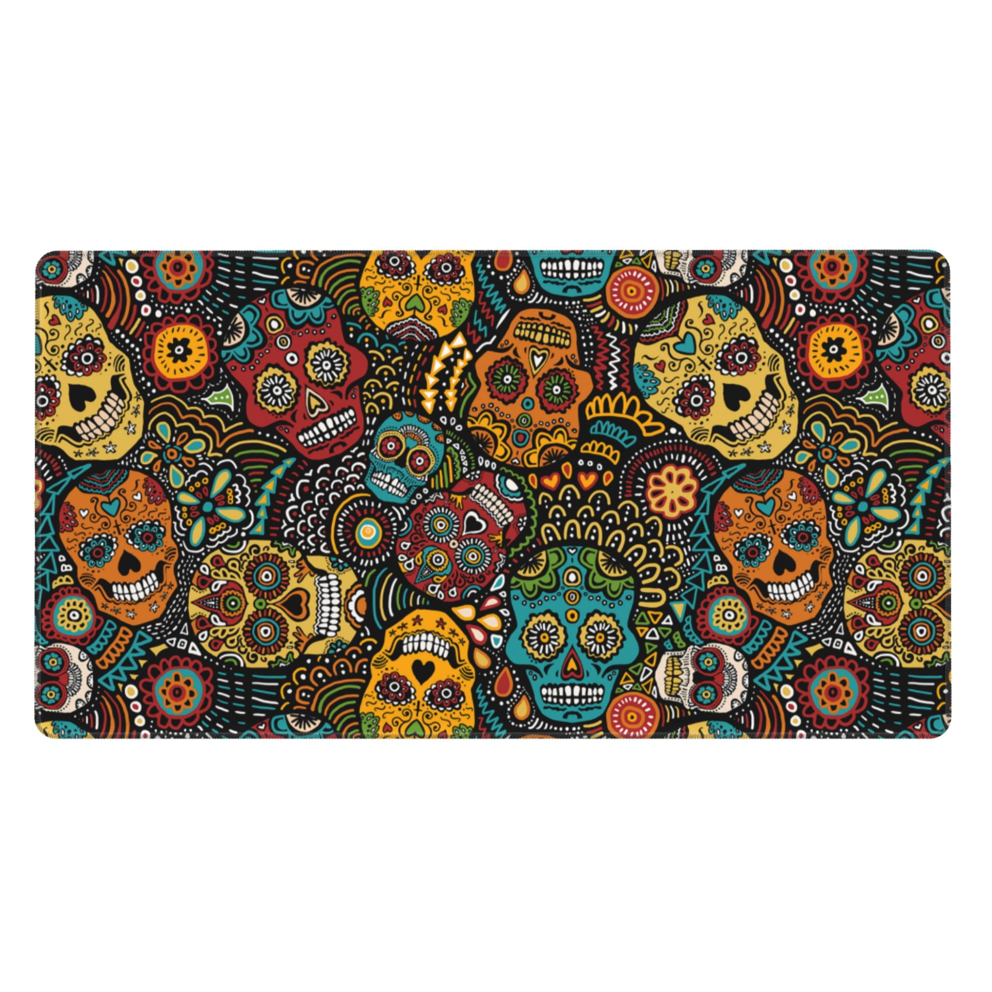 Mexican Sugar Skulls Large Gaming Mouse Pad, Large Keyboard Pad,Desk ...