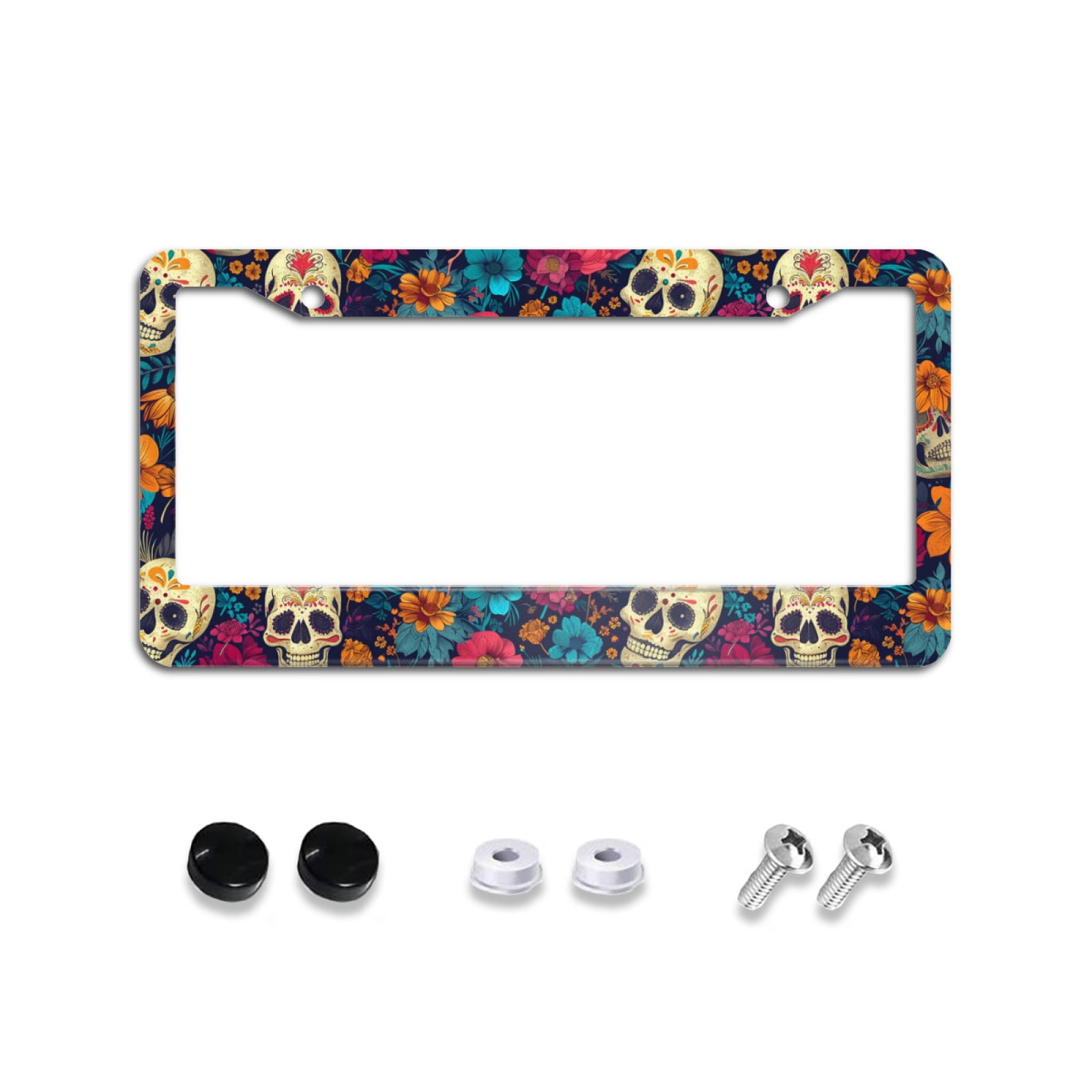 Mexican Sugar Skulls License Plate Frames for Women Men Car Plate ...
