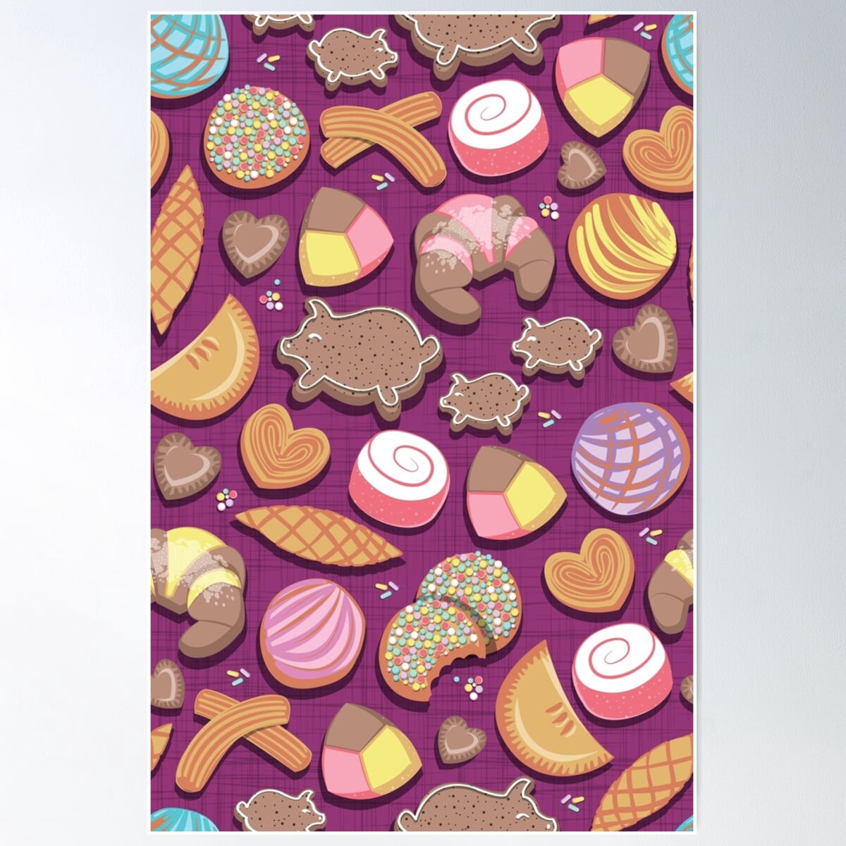 Mexican Sweet Bakery Frenzy // Pink Background // Pastel Colors Pan ...