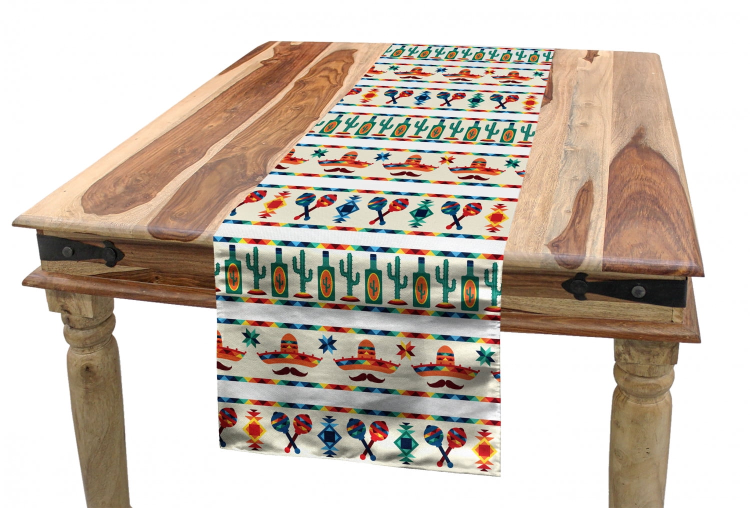 Mexican Table Runner, Latin American Cultural Native Borders Indigenous ...