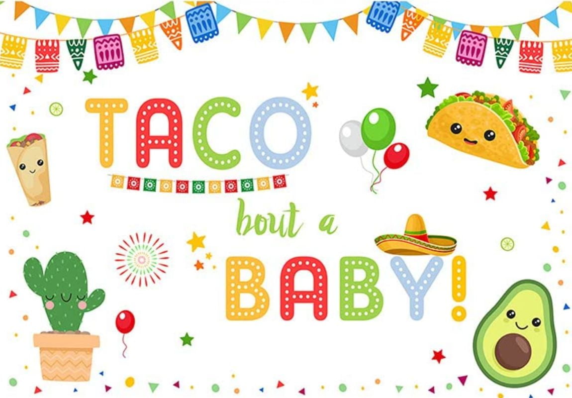 Mexican Taco Baby Shower Backdrop Green Cactus Sandwich Cowboy Hat ...
