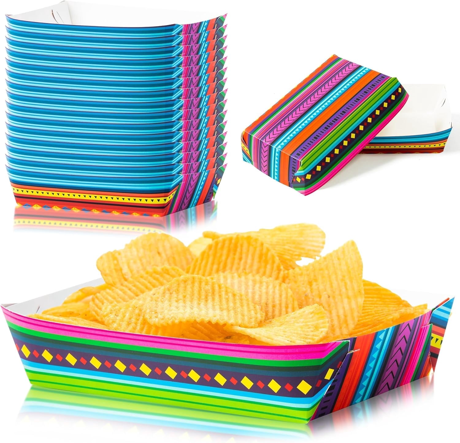 Mexican Taco Nights Food Trays 50Pcs Mexican Nacho Popcorn Unassembled ...