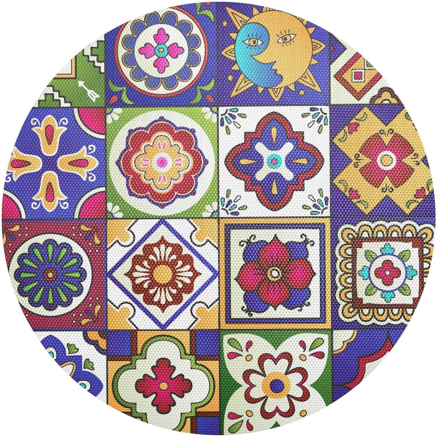 Mexican Talavera Ceramic Round Placemat Set of 4, Non-Slip Heat ...