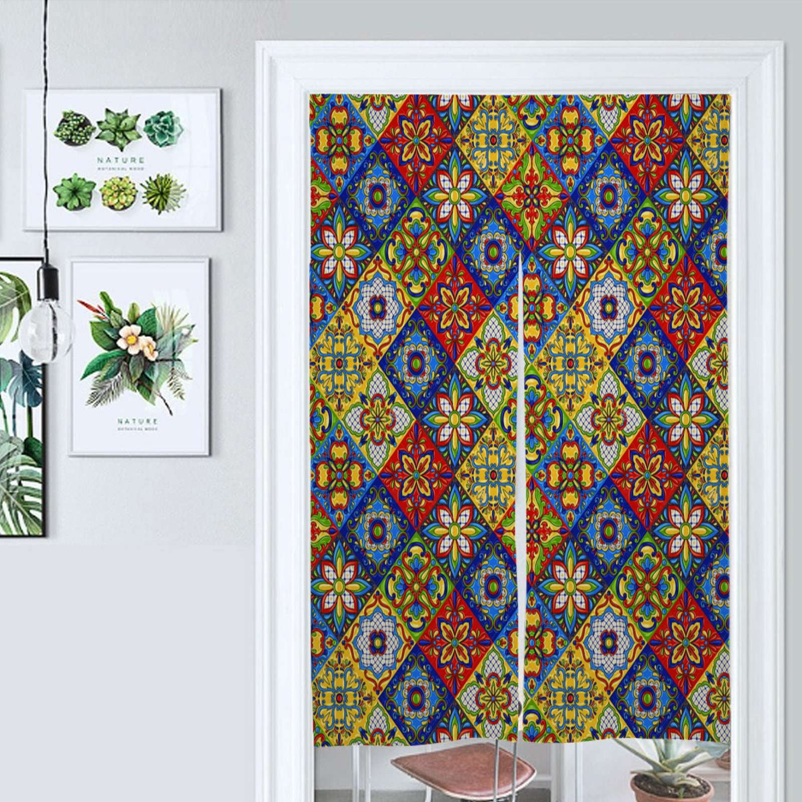 Mexican Talavera Ceramic Tile Pattern Door Curtain Nordic Living Room ...