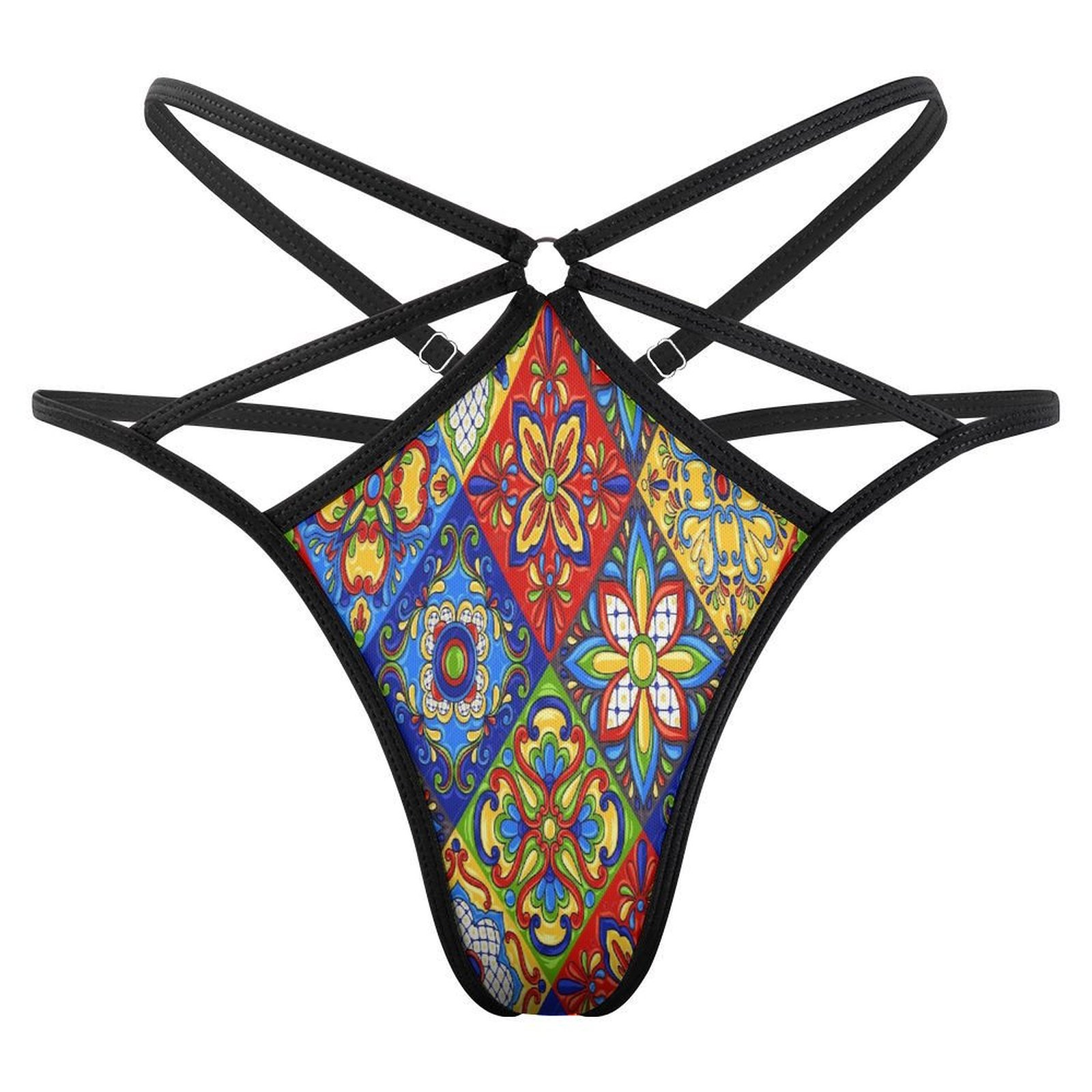Mexican Talavera Ceramic Tile Pattern Open Type Women's Panties Crotch ...