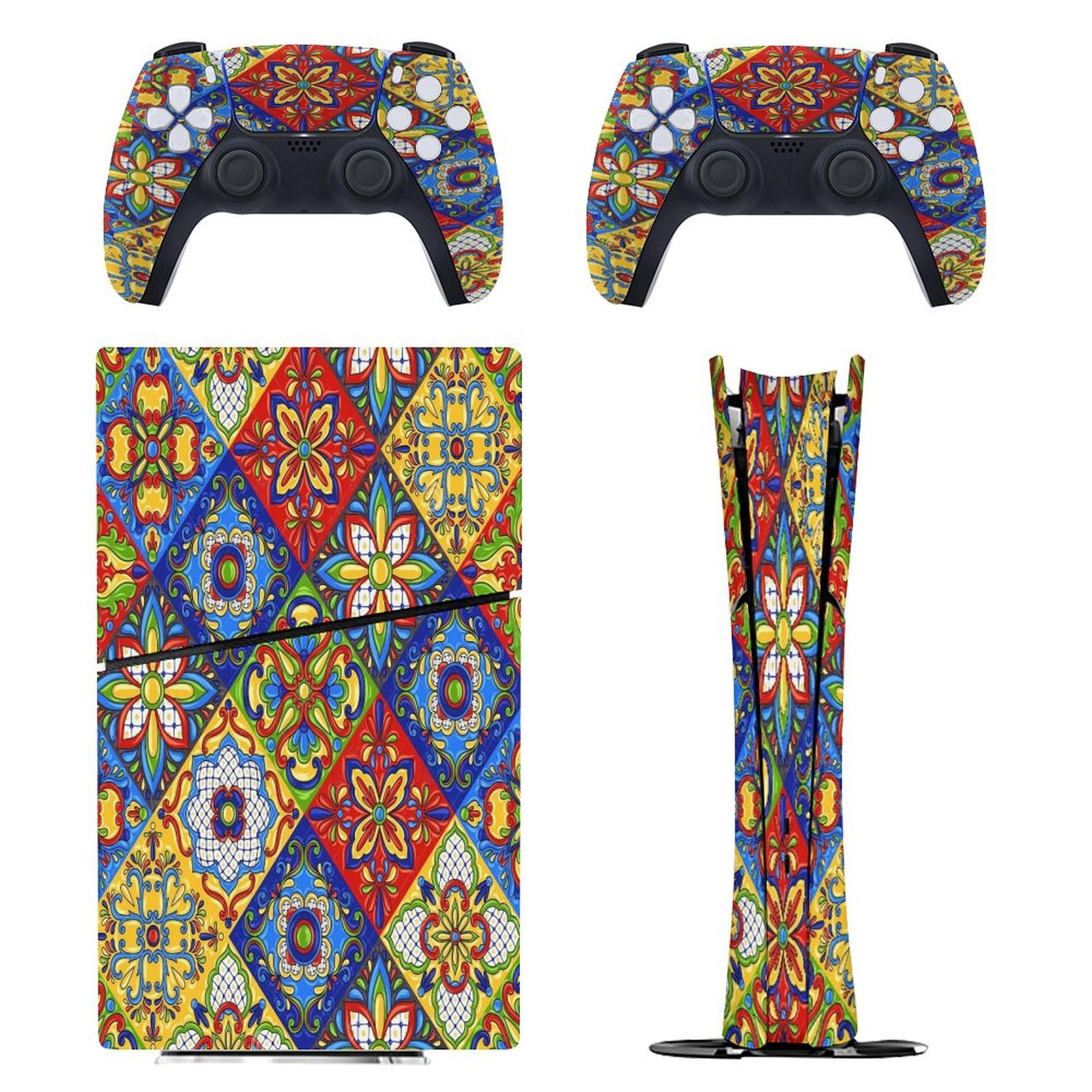 Mexican Talavera Ceramic Tile Pattern PS5/PS5 Pro/PS5 Slim Digital Disc ...