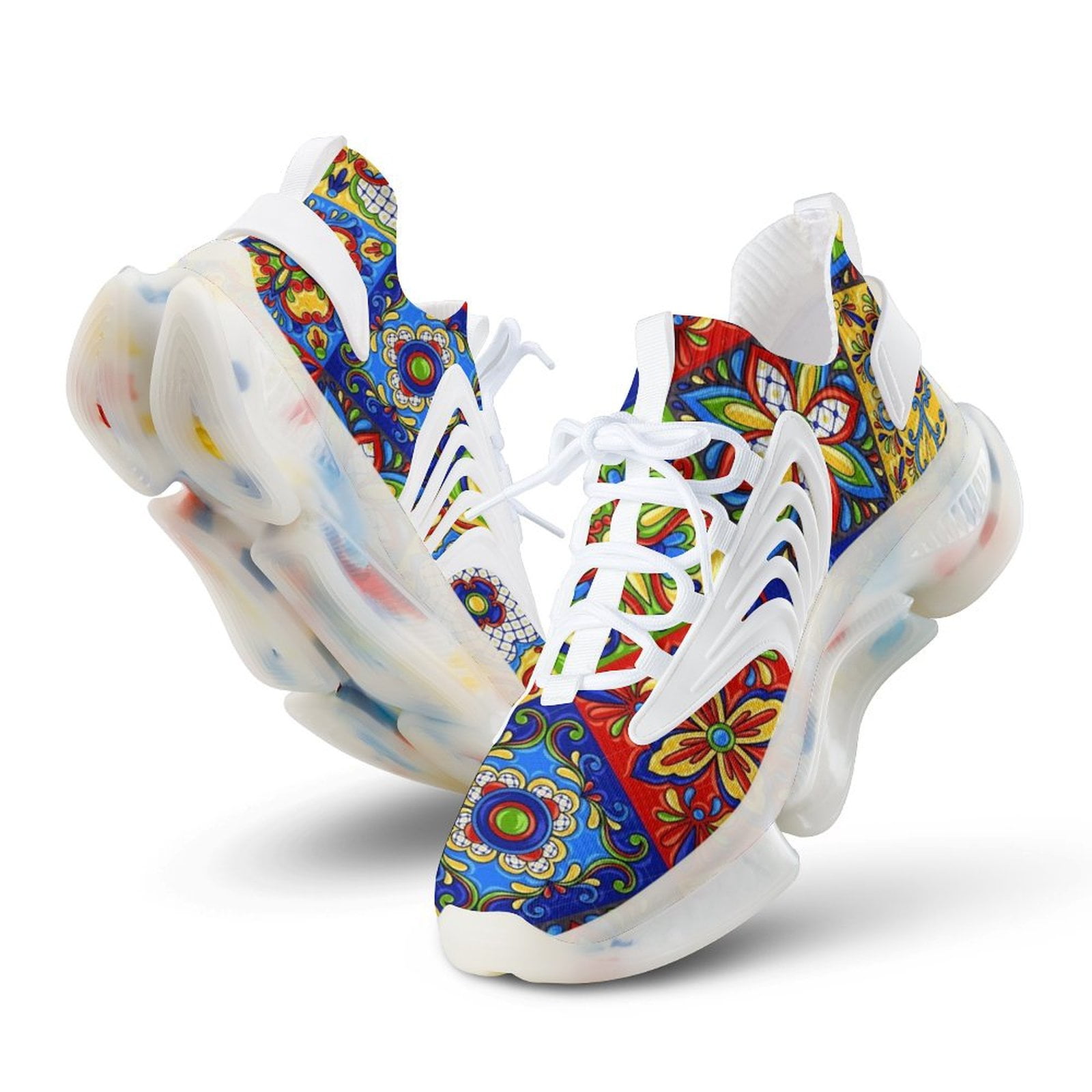Mexican Talavera Ceramic Tile Pattern Walking Shoes for Men Woman ...
