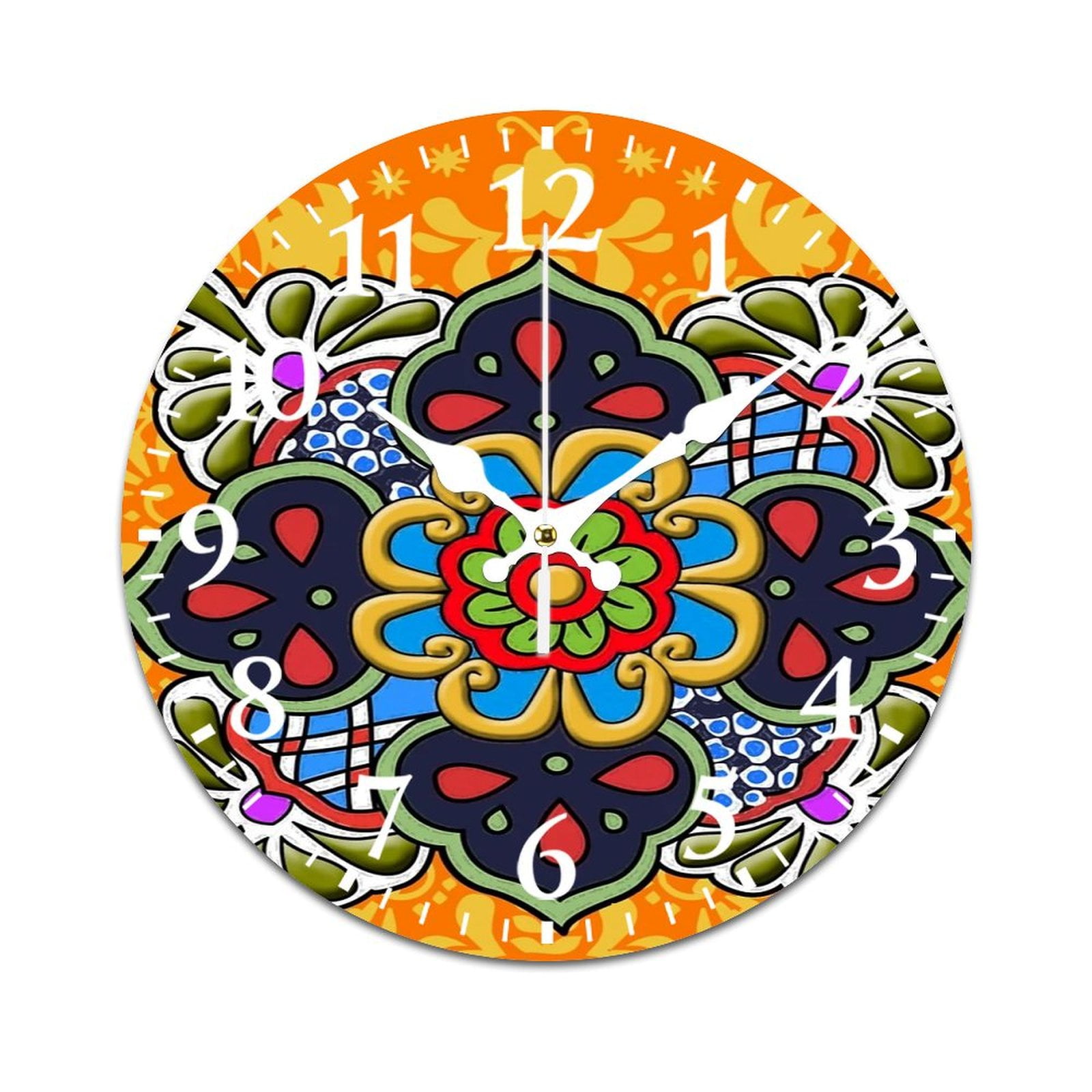 Mexican Talavera Flower Wall Clock Modern Design Clocks Wall Hanging ...