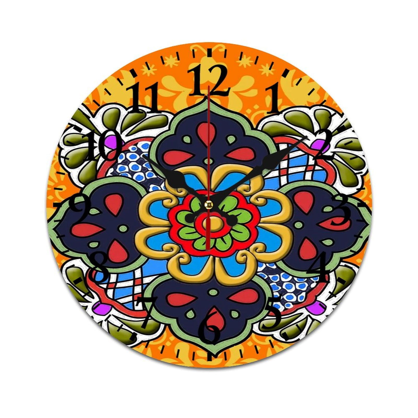Mexican Talavera Flower Wall Clock Modern Design Clocks Wall Hanging ...