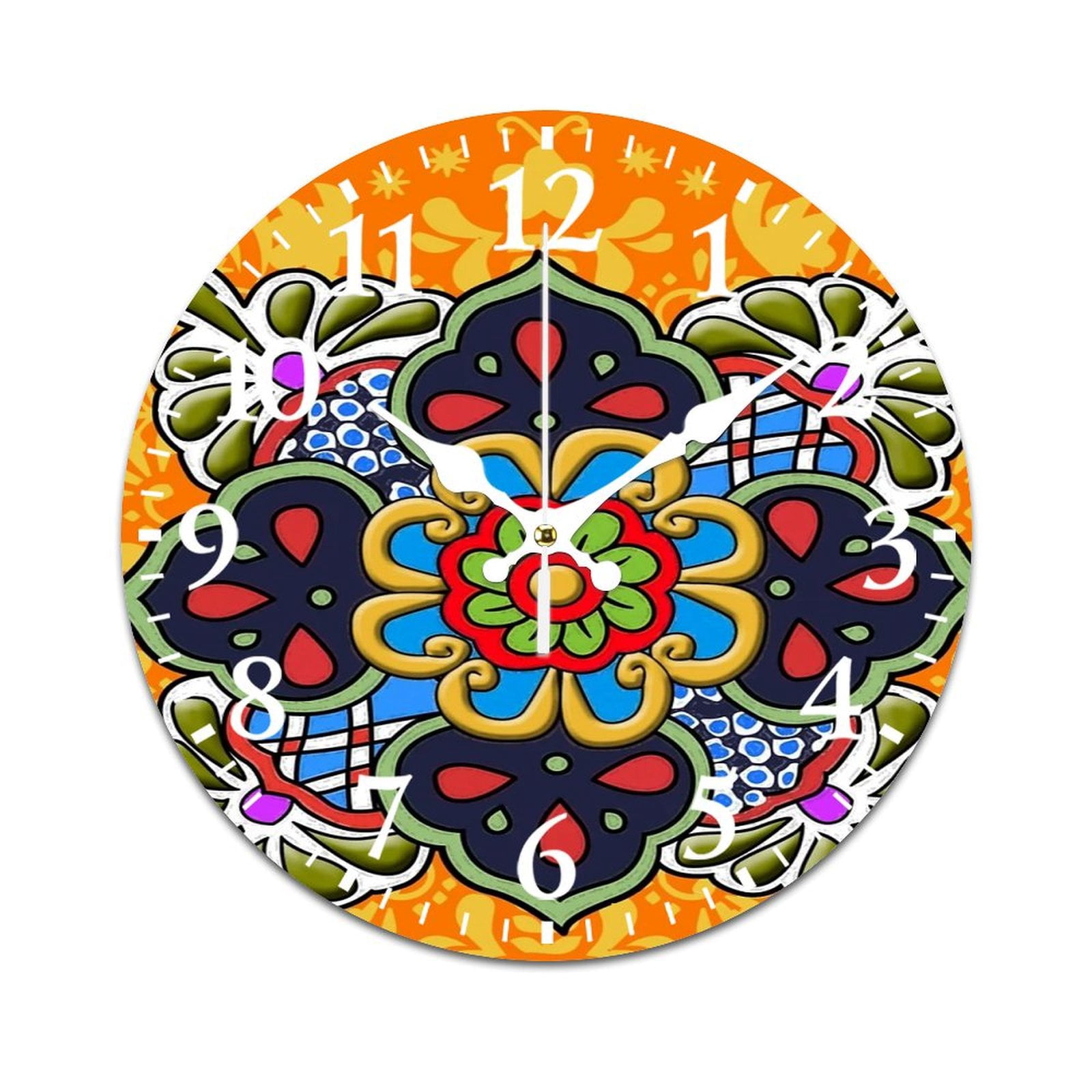 Mexican Talavera Flower Wall Clock Modern Design Clocks Wall Hanging ...