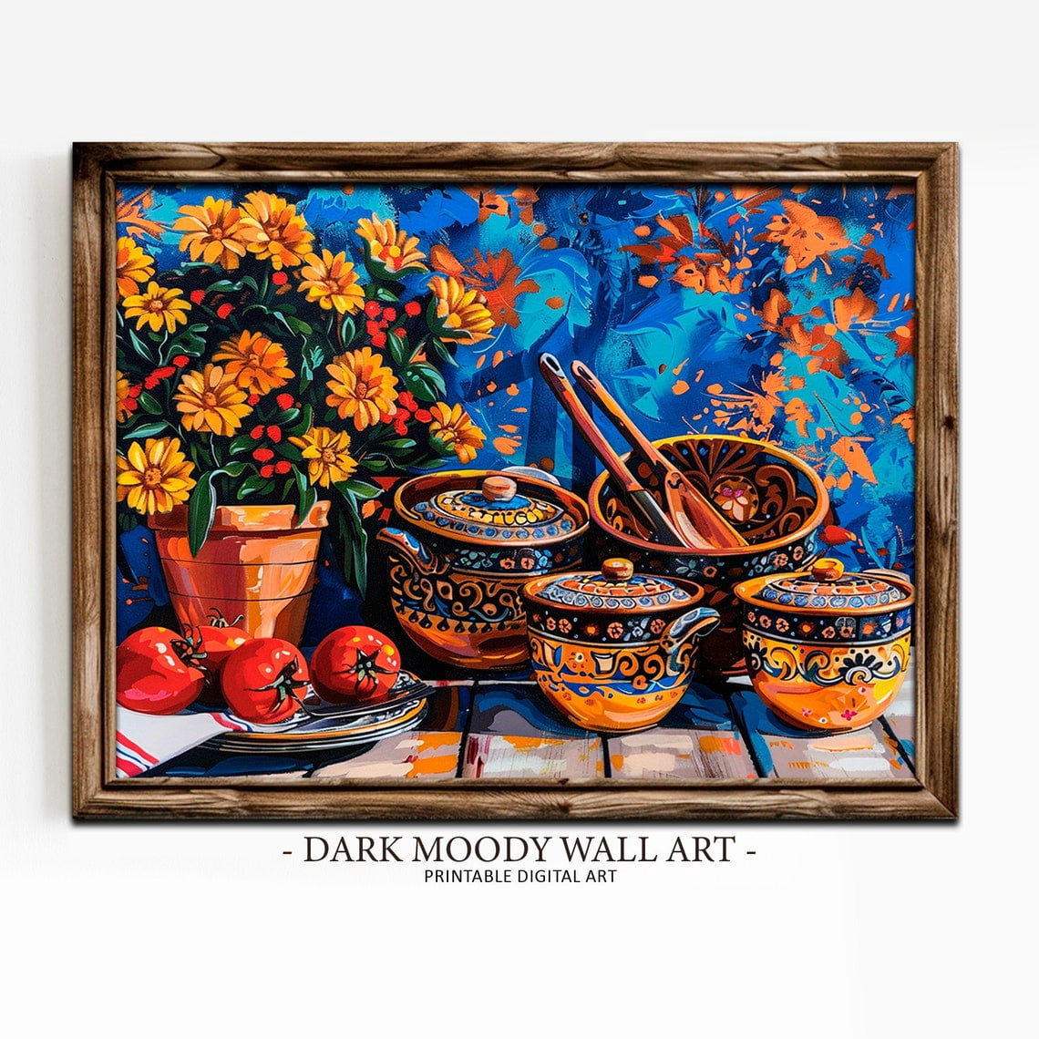 Mexican Talavera Kitchen Still Life Wall Art, Traditional Mexican Folk ...