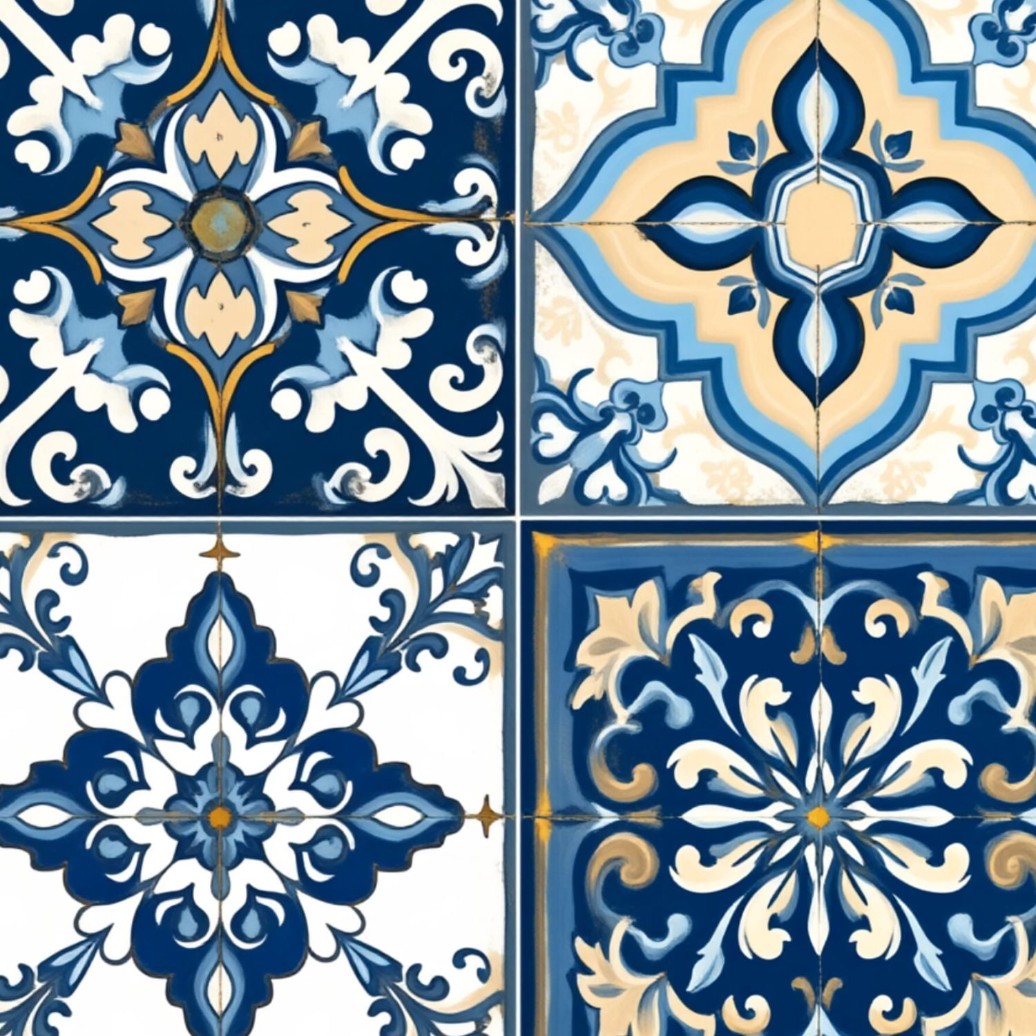 Mexican Talavera Peel and Stick Wallpaper Blue Yellow Moroccan Tile ...