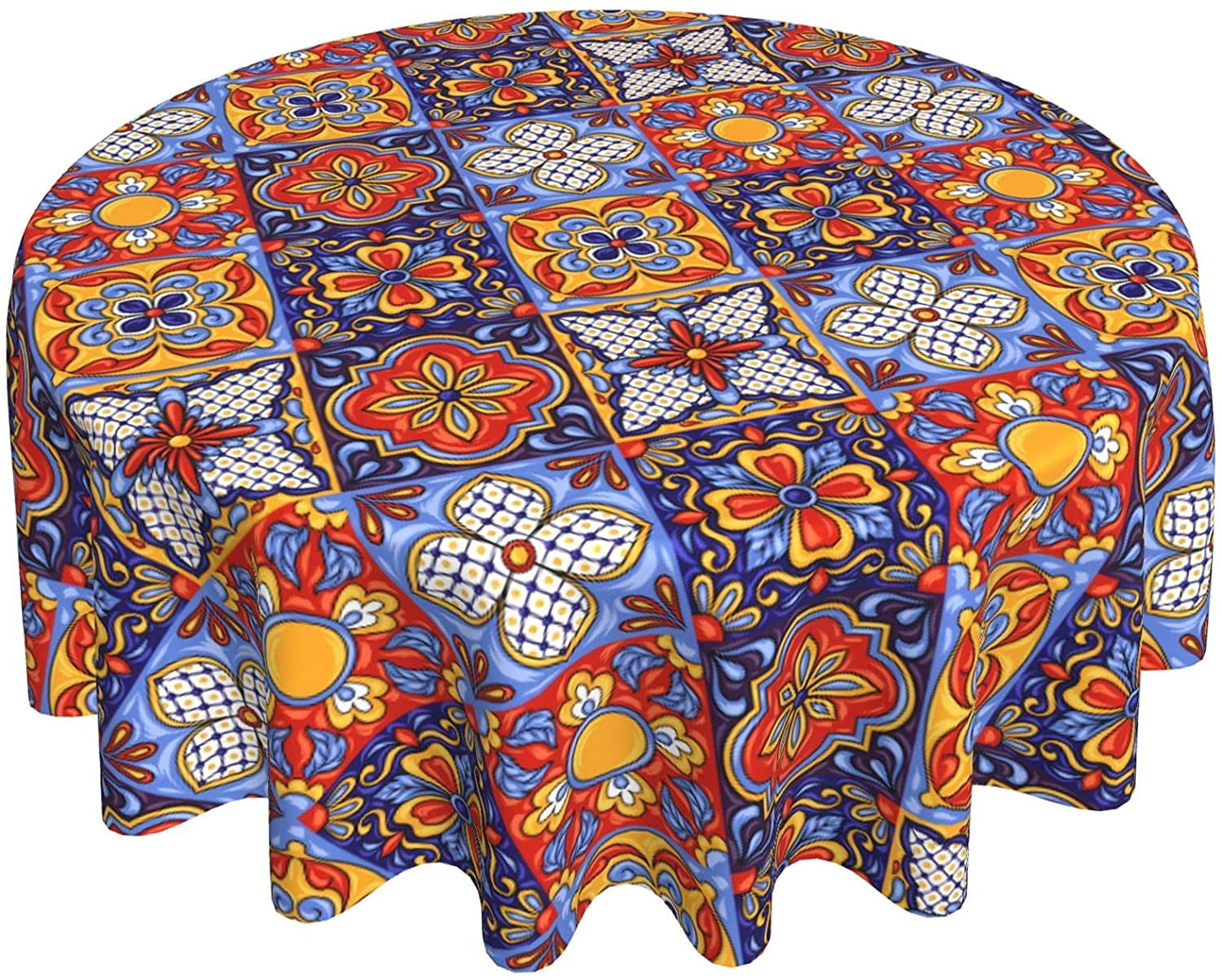 Mexican Talavera Round Tablecloth 60 Inch Mexican Tablecloth Round ...