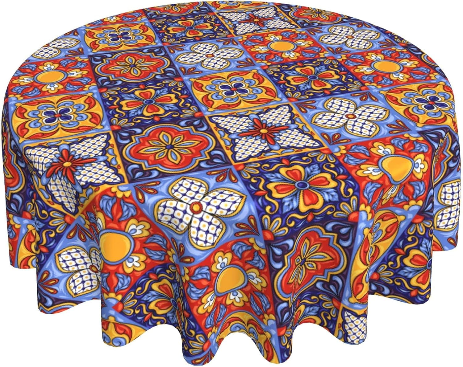 Mexican Talavera Round Tablecloth 60 Inch Mexican Tablecloth Round ...