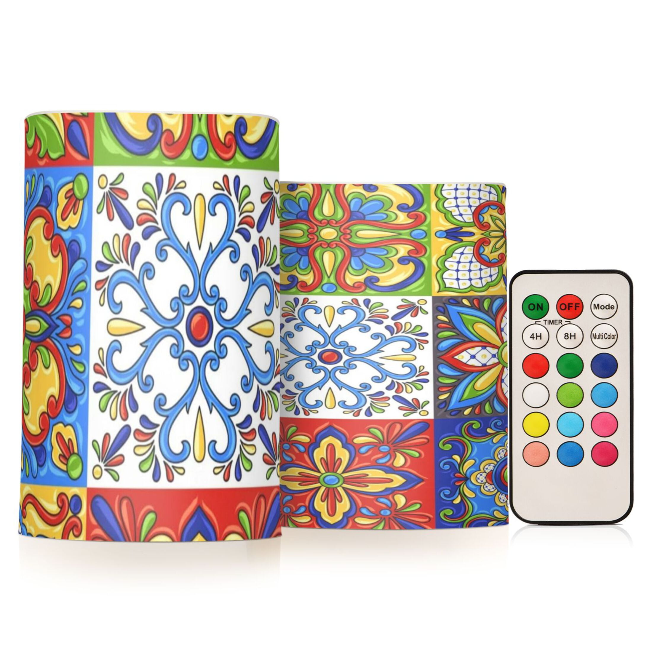 Mexican Talavera Tile Flickering Flameless Candles Battery Operated ...