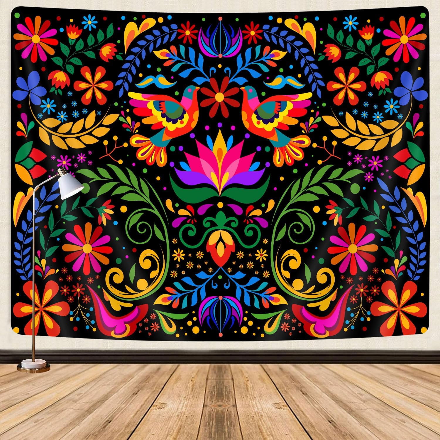 Mexican Tapestry, Cute Bright Colorful Ethnic Floral Birds Butterfly ...