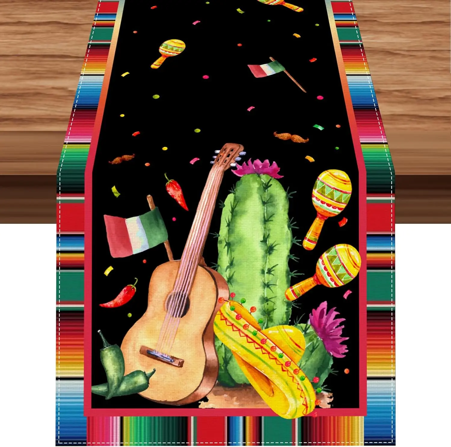 Mexican Theme Day of The Dead Linen Table Runners Wedding r Washable ...