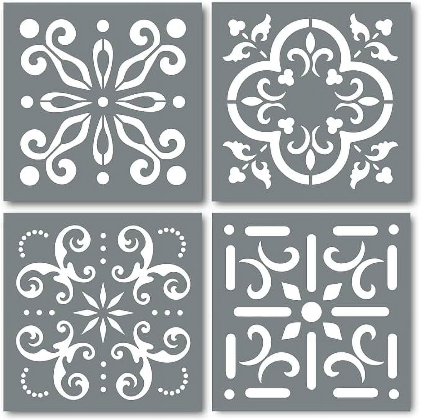 Mexican Tile Stencil Set - Pack of Four 6x6 Tile Stencil Designs for Painting - Wall or Floor ...