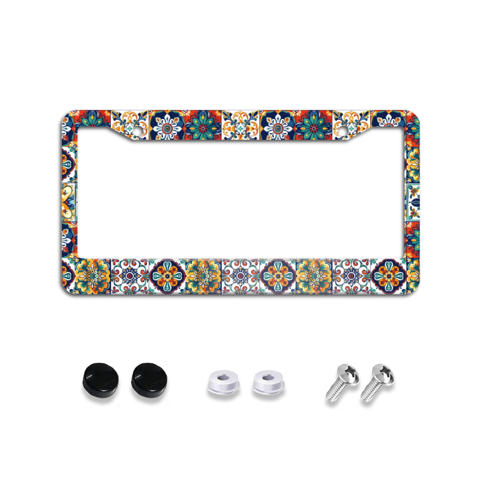 Mexican Tiles License Plate Frames for Women Men Car Plate Holder Cover ...