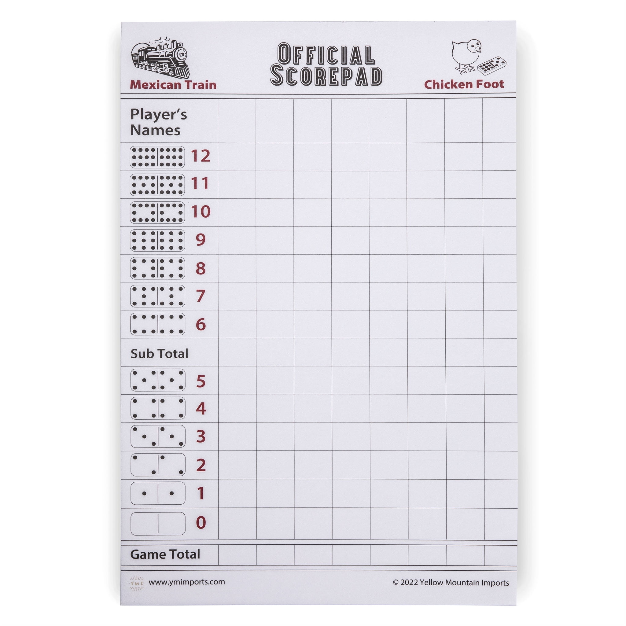 60-Sheet Score Game Dominoes Accessory - Mexican Train and Chicken Foot ...