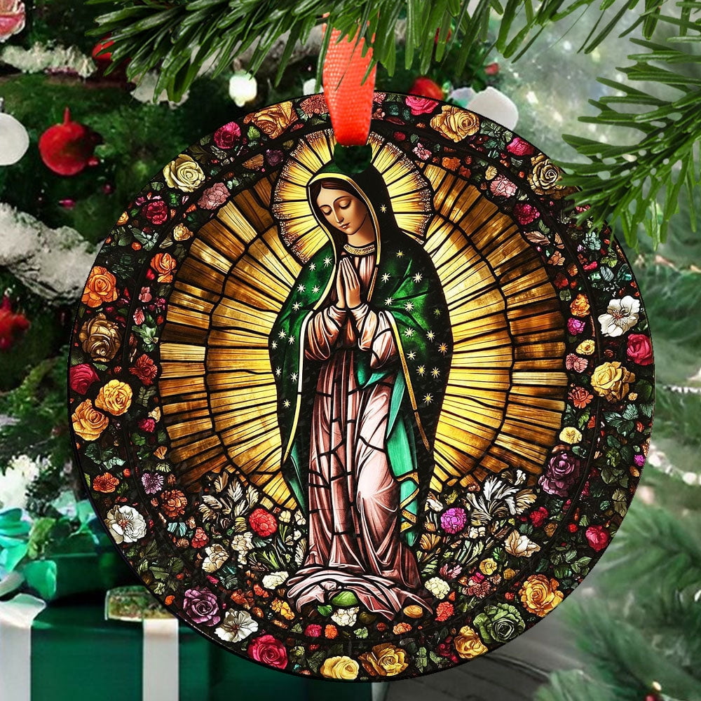 Mexican Virgen de Guadalupe Religious GLASS Suncatcher Hanging, Jesus ...