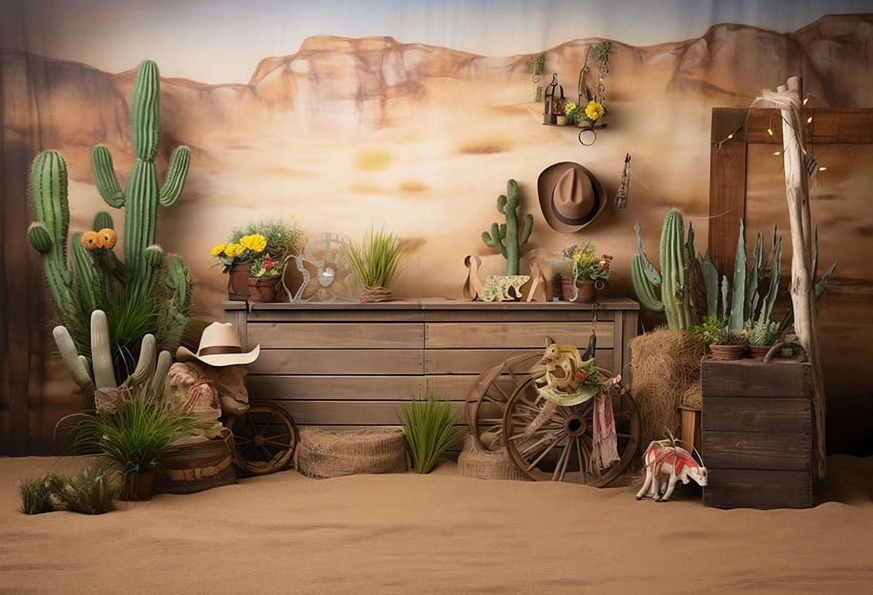 Mexican Western Desert Cactus Guitar Kids Birthday Party Cake Smash r ...