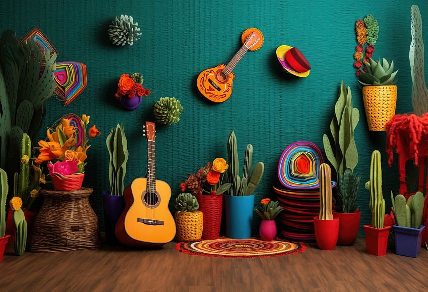 Mexican Western Desert Cactus Guitar Kids Birthday Party Cake Smash r ...
