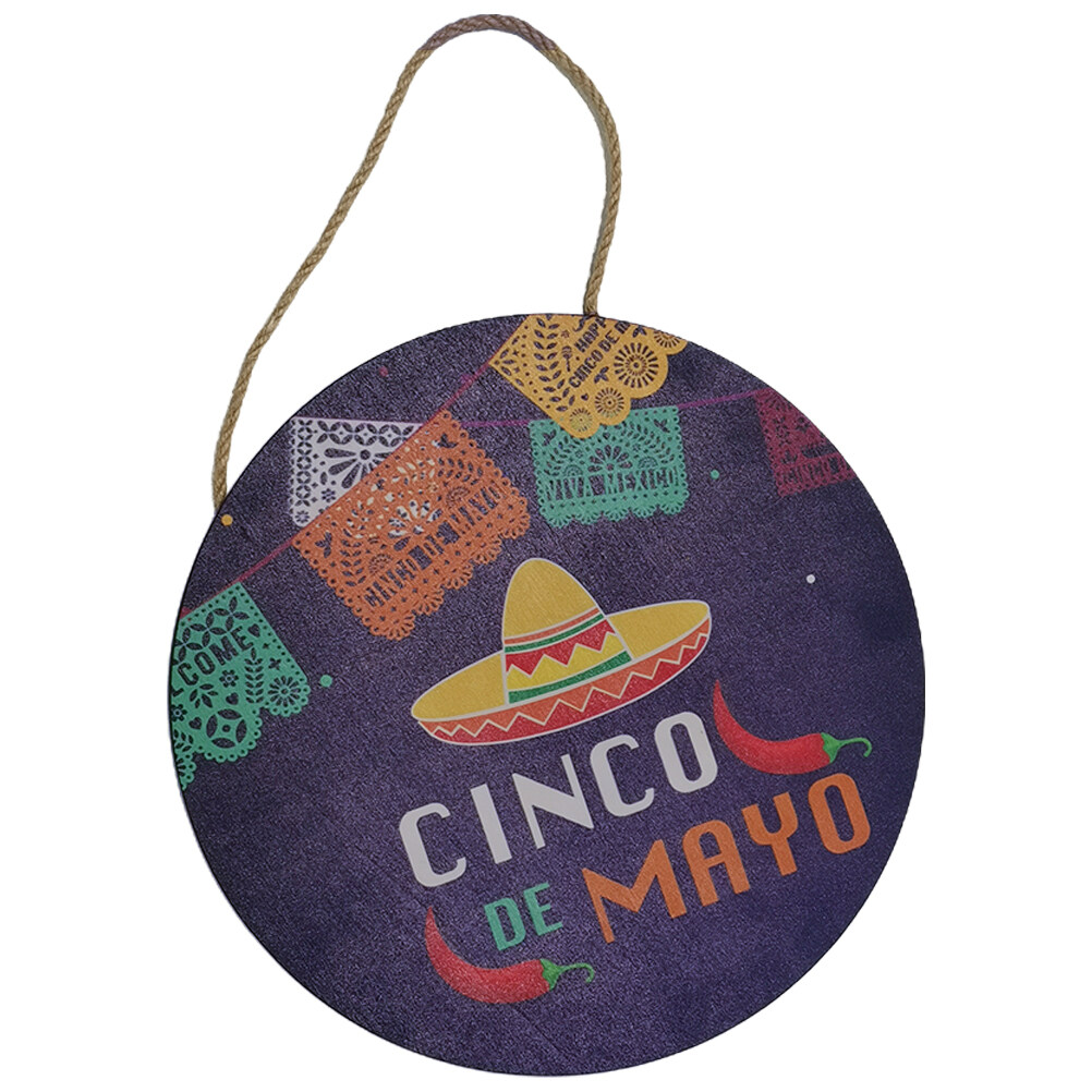 Mexican Wooden Hanging Tag Cinco Mayo Sign Ornament Decorate Office ...