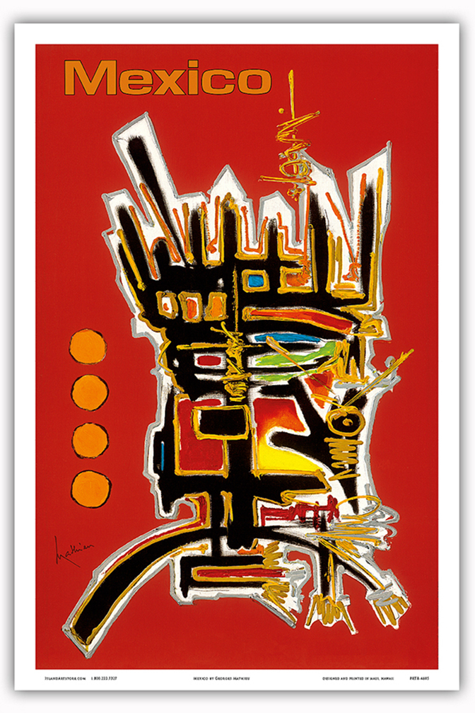 Mexico - Abstract Mayan Art - Vintage Airline Travel Poster by Georges ...