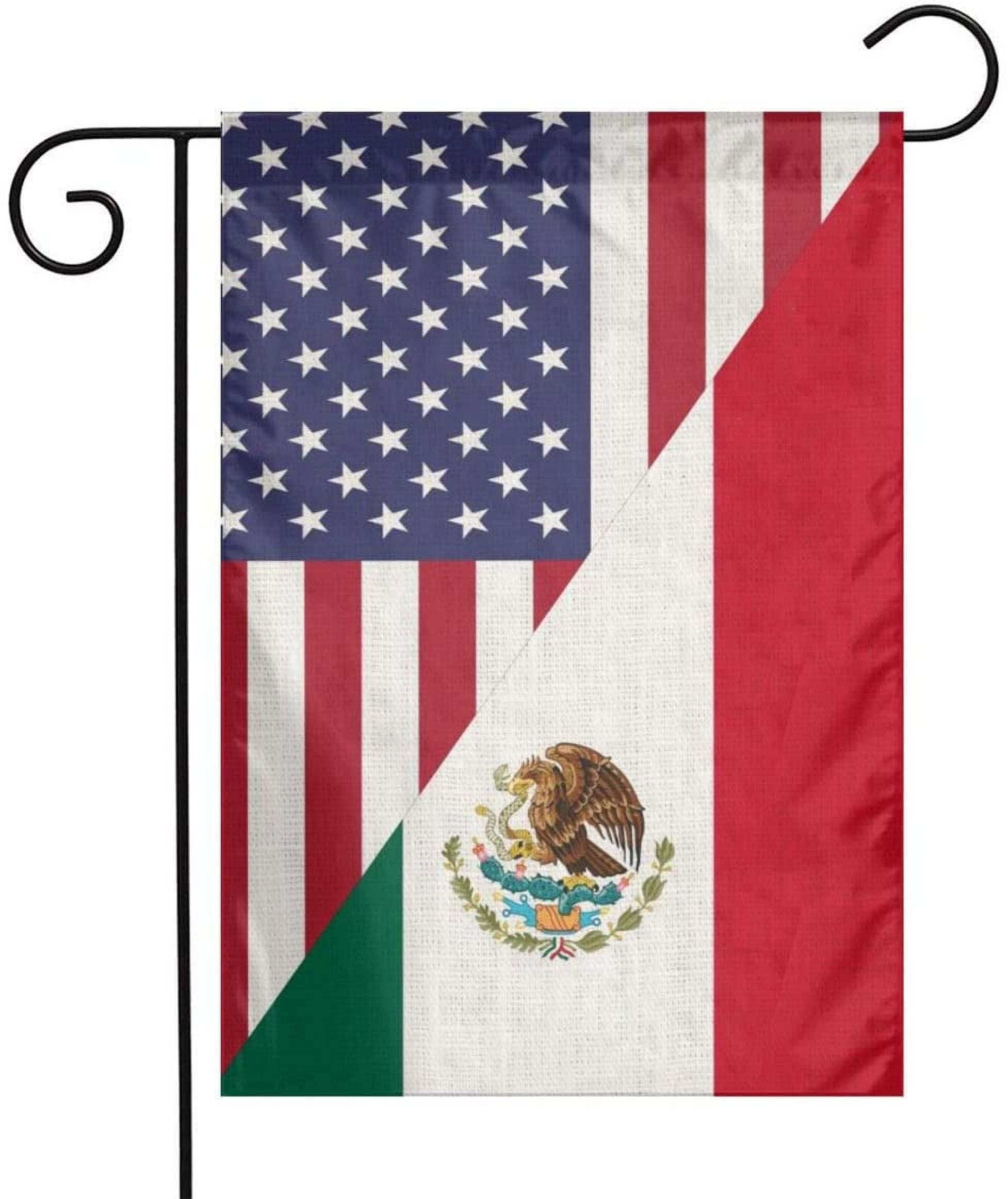 Mexico American Flag Half Mexican and Half USA Flag Flax Nylon Linen ...