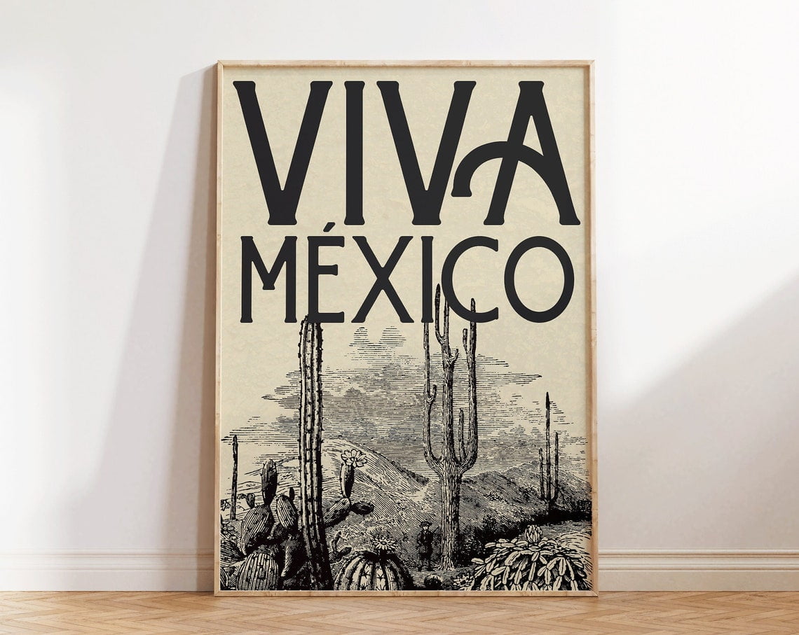 Mexico Art Poster Mexico Wall Art Mexico Travel Poster Vintage Wall Art Mexican Poster Retro ...