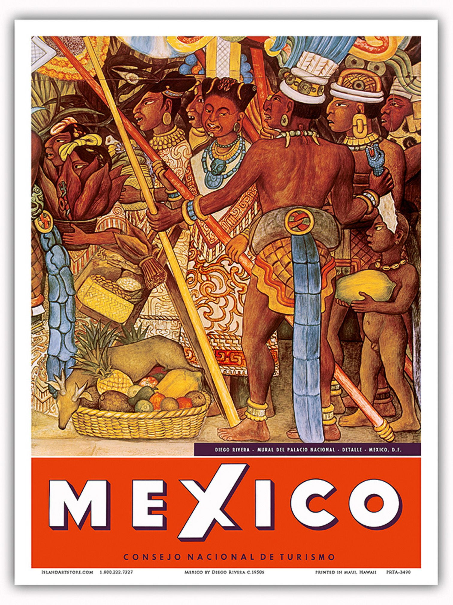 Mexico - Aztec Indians - Detail from Mural - National Palace (Palacio ...