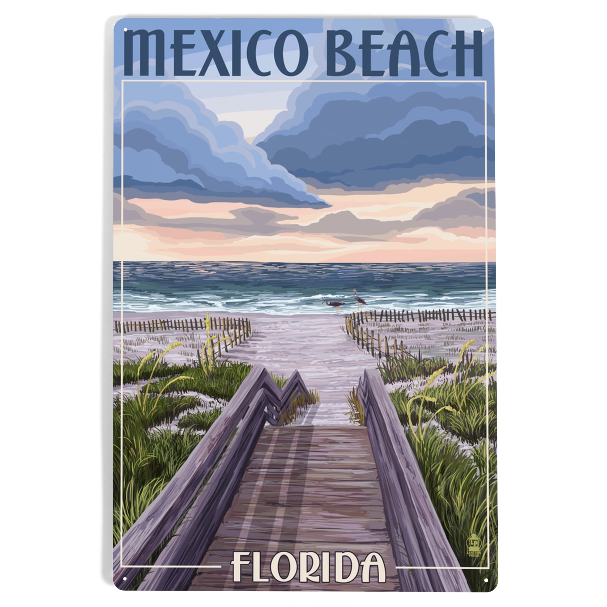 Mexico Beach, Florida, Beach Boardwalk Scene (12x18 Aluminum Art ...
