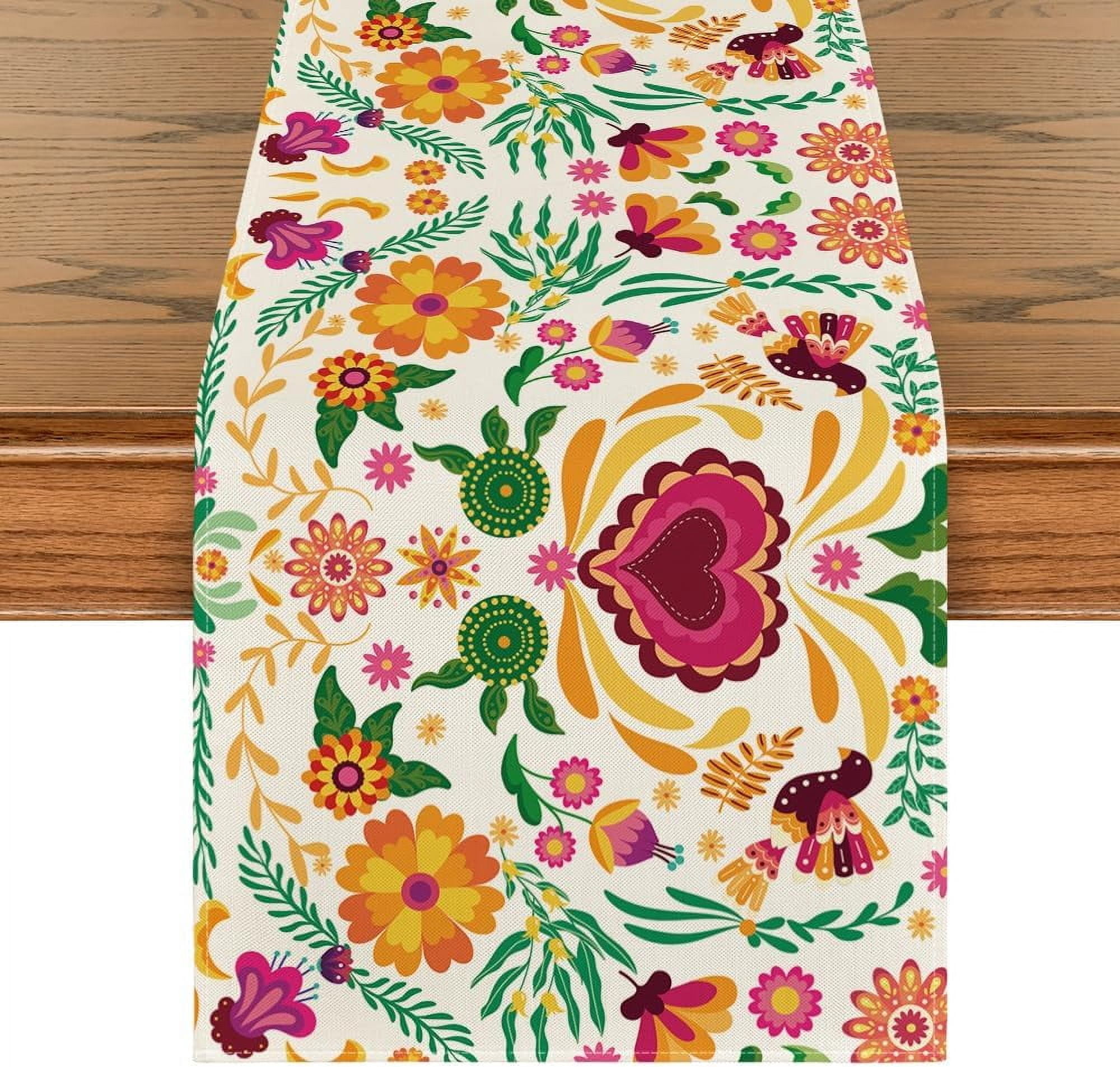 Mexico Black Fiesta Linen Table Runners Dining Room r Washable Dining ...