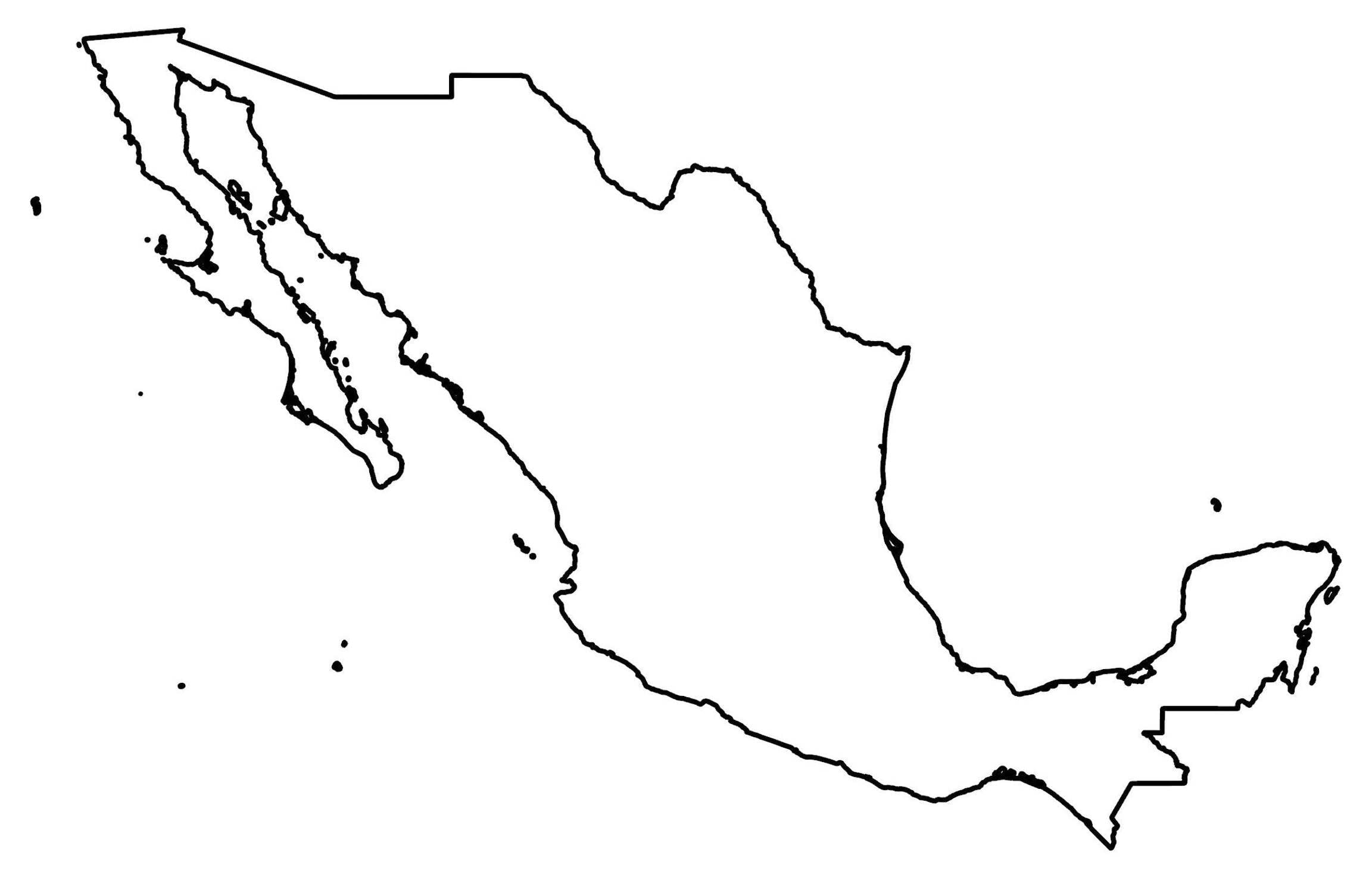 Mexico Blank Outline Map GLOSSY POSTER PICTURE PHOTO PRINT BANNER ...