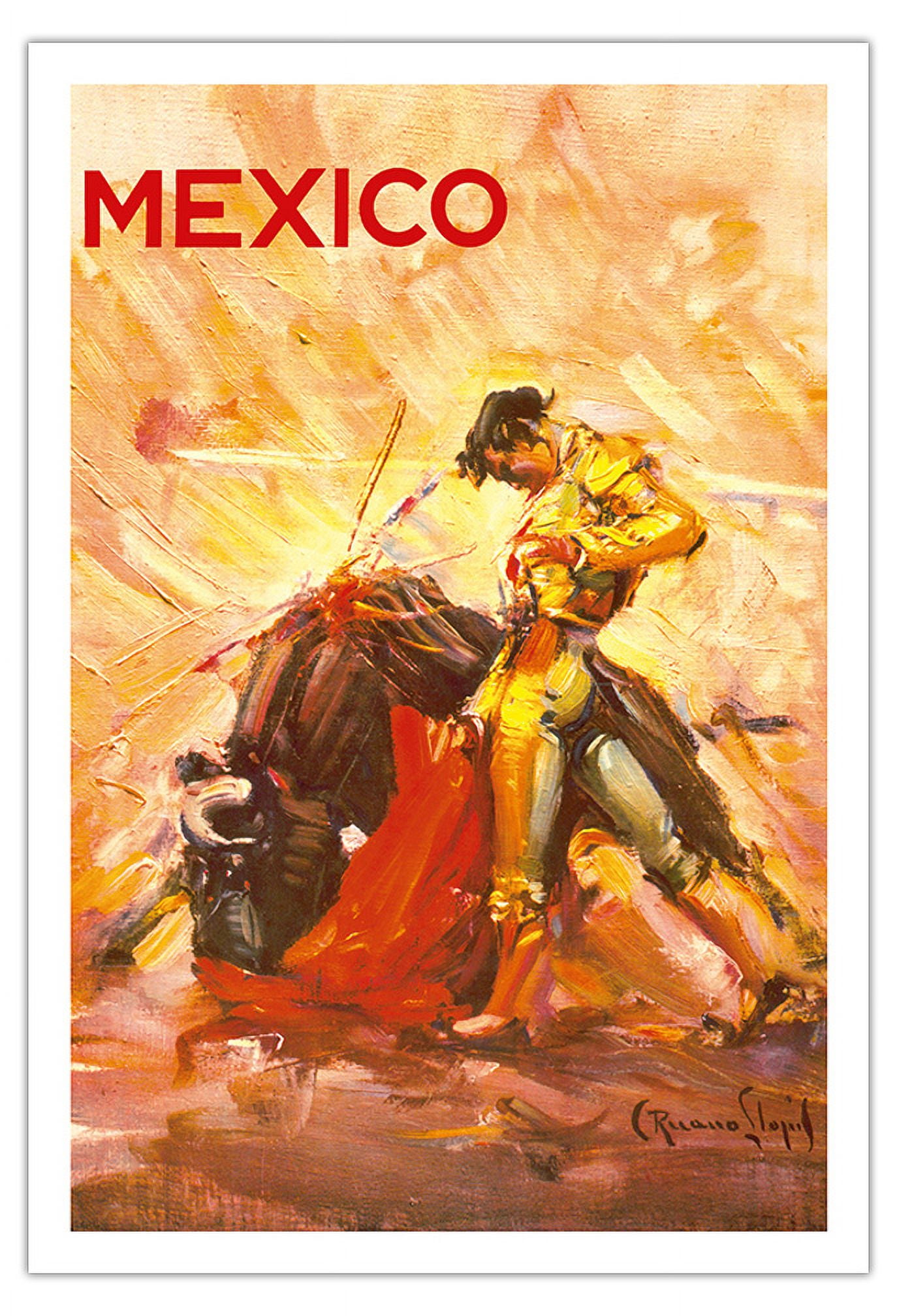 Mexico - Bullfighting Matador - Vintage Travel Poster by Carlos Ruano ...