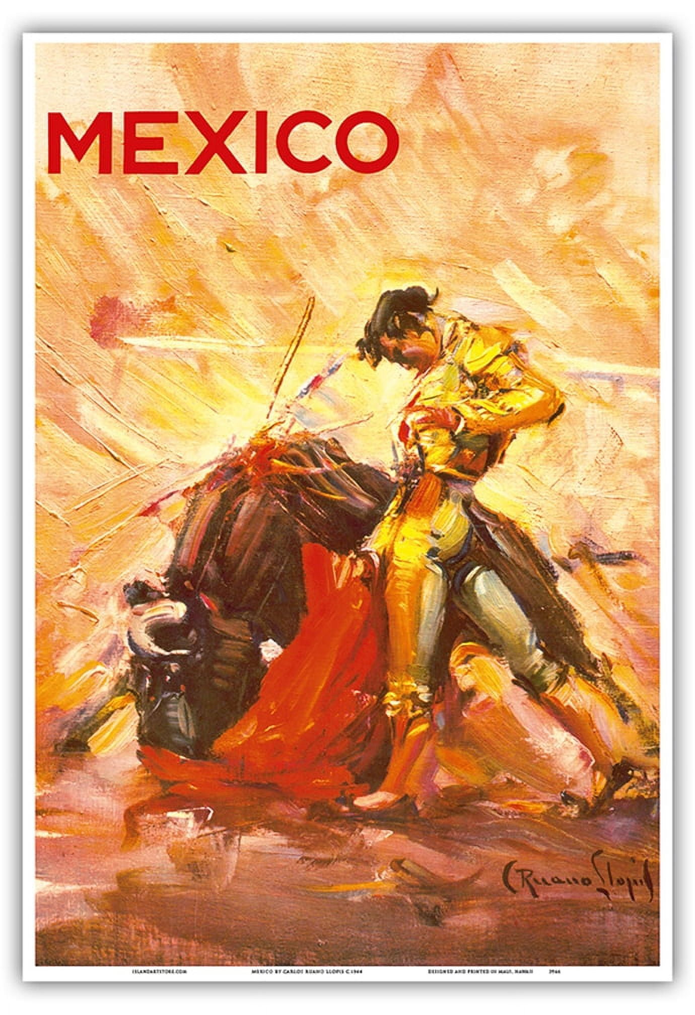 Mexico - Bullfighting Matador - Vintage Travel Poster by Carlos Ruano ...