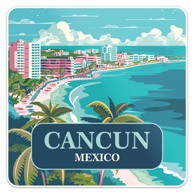 Mexico Cancun City Sticker Phone Decal Water Bottle Stickers Car Decals ...