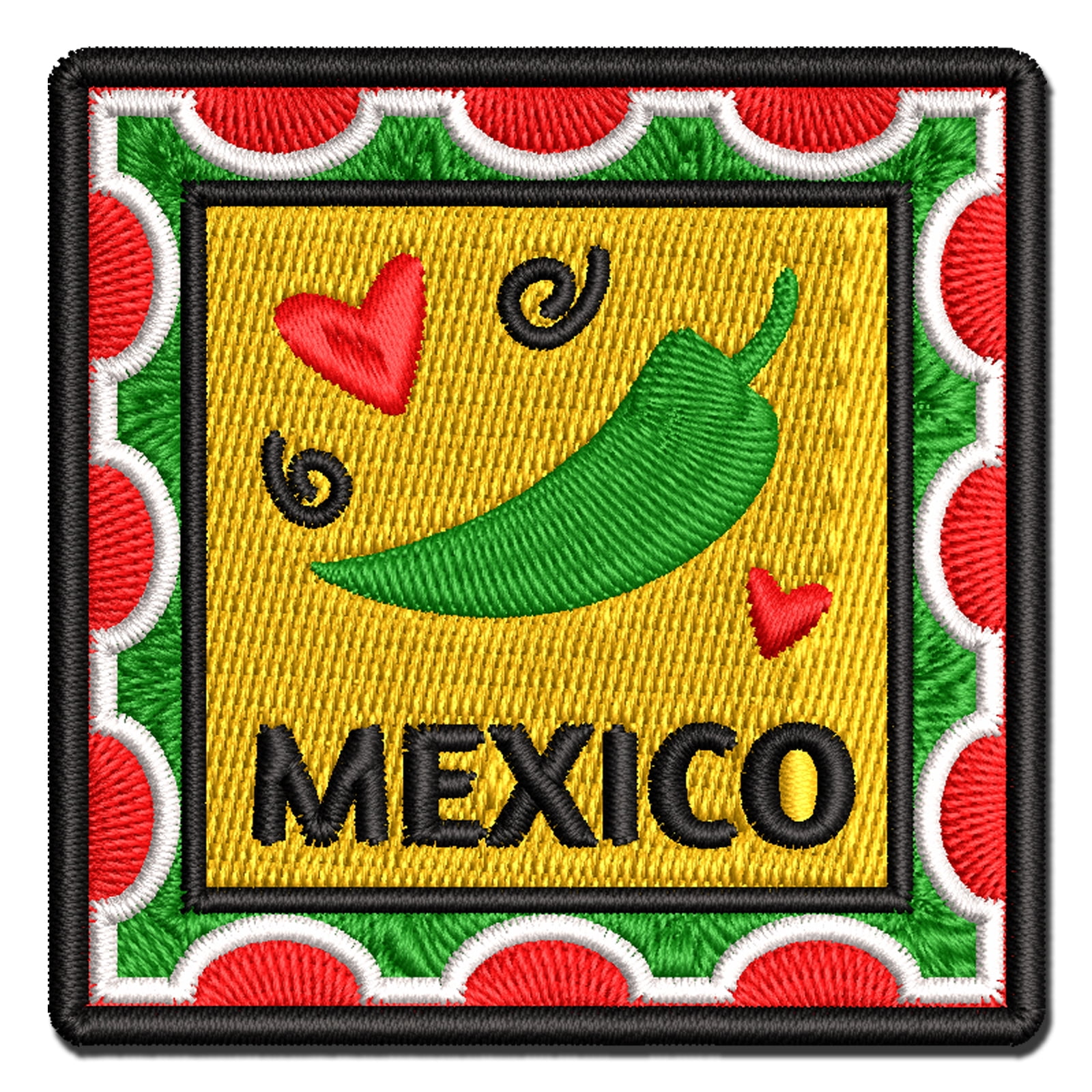 Mexico Chili Pepper Passport Travel Applique Multi-Color Embroidered Hook & Loop Patch - 3 Inch ...